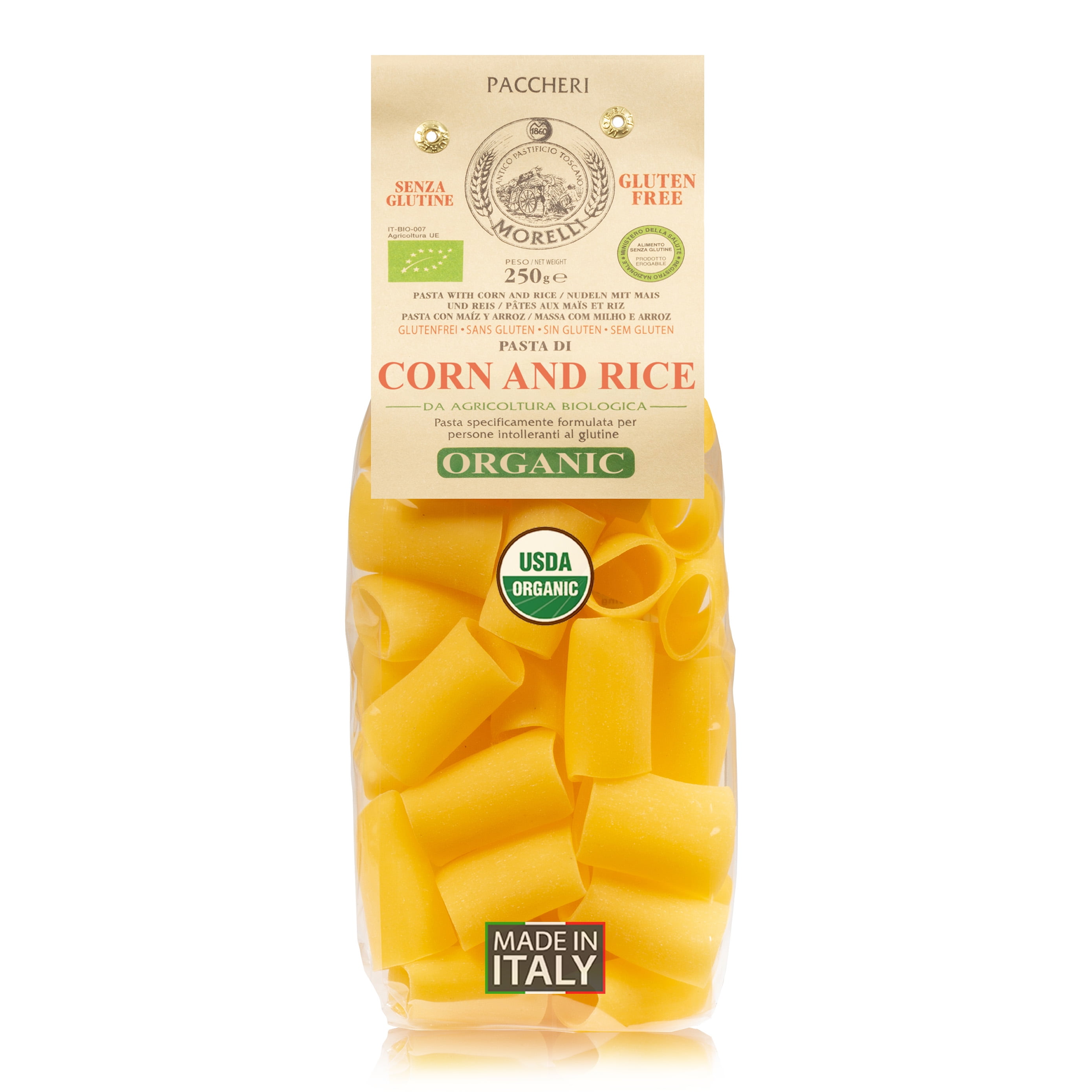 Morelli Organic Gluten-Free Pasta, Paccheri - Italian Gourmet, Organic ...