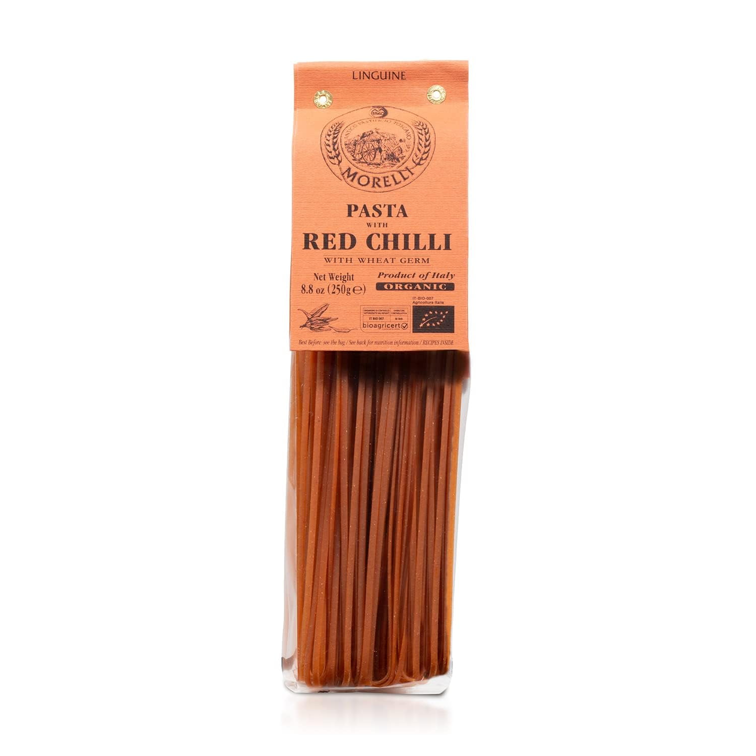 Morelli Red Chilli Linguine Pasta - Red Pepper Pasta with Wheat Germ ...