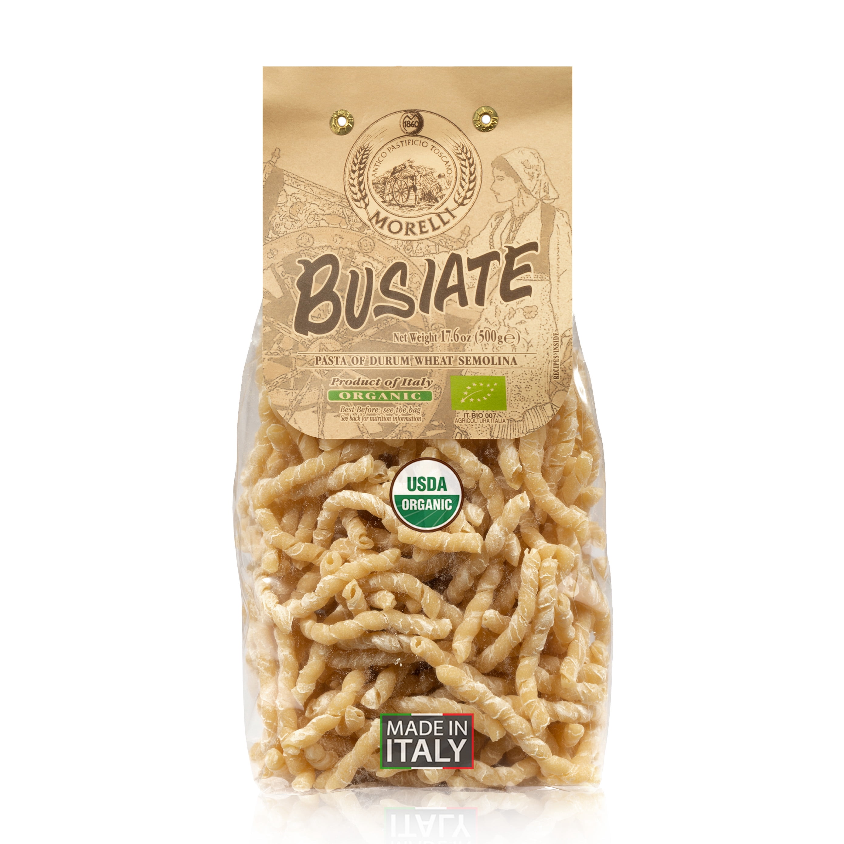 Morelli Spiral Pasta - Organic Premium Durum Wheat Semolina Italian ...