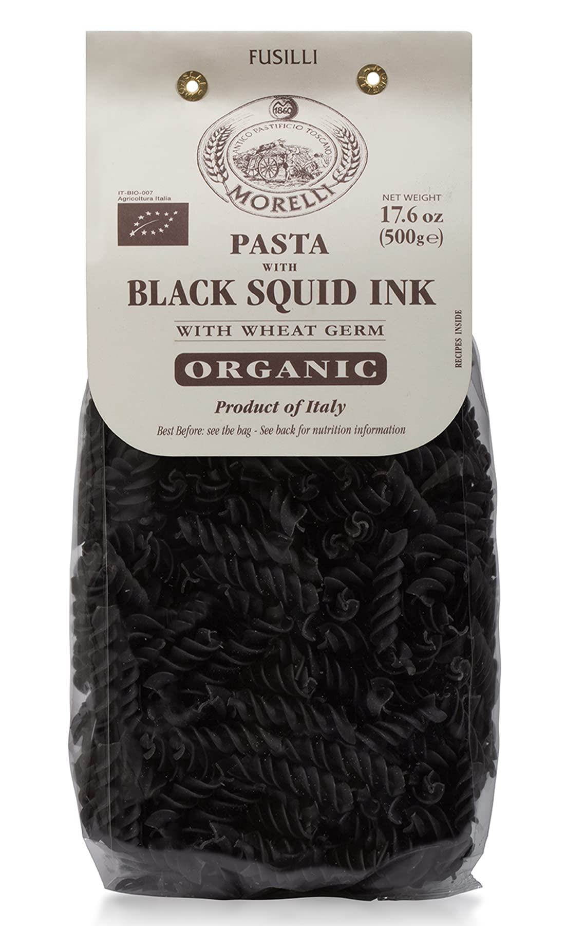 Morelli Squid Ink Pasta Fusilli (Rotini) - Organic Italian Pasta ...