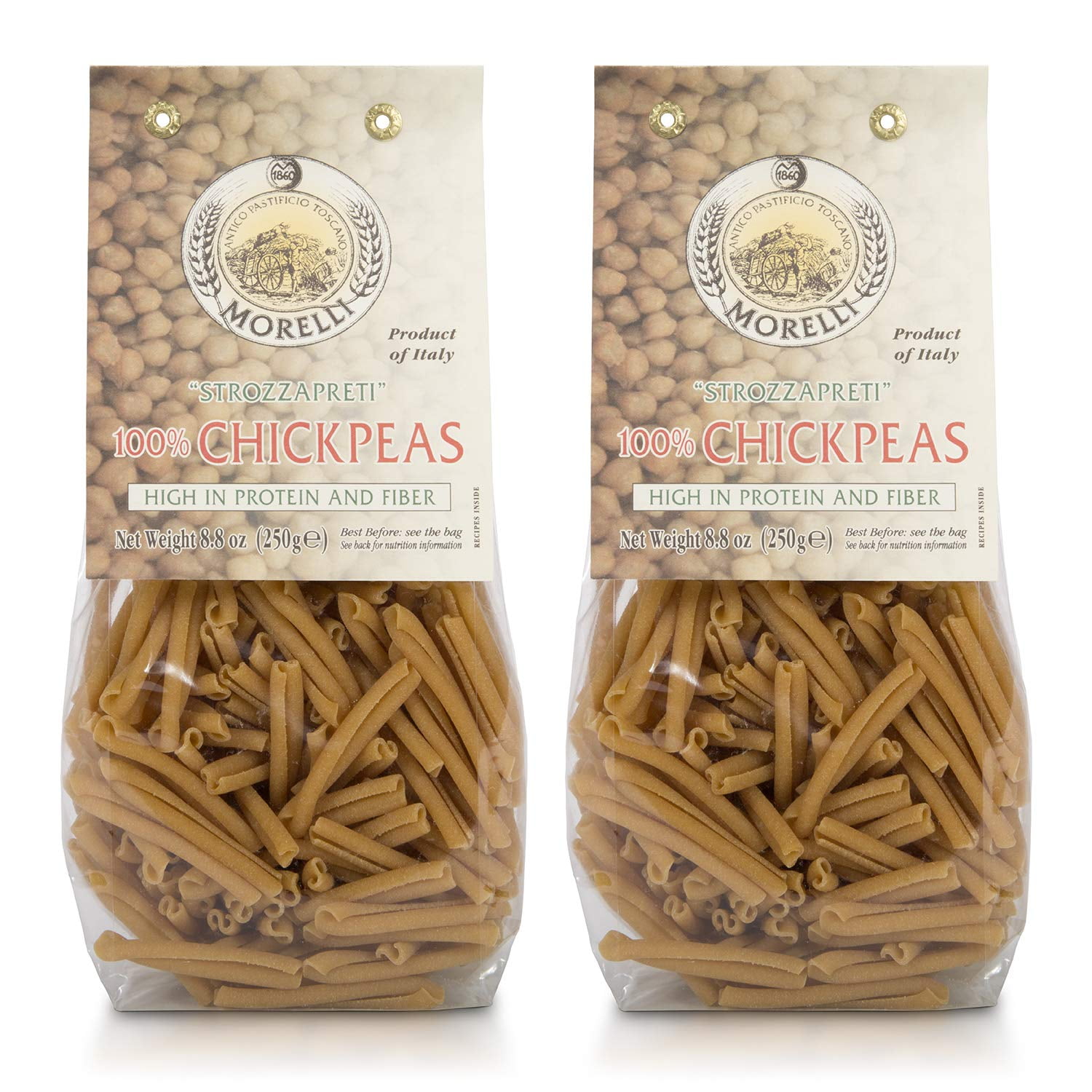 Morelli Strozzapreti 100% Chickpea Pasta - Gluten Free Pasta High in ...