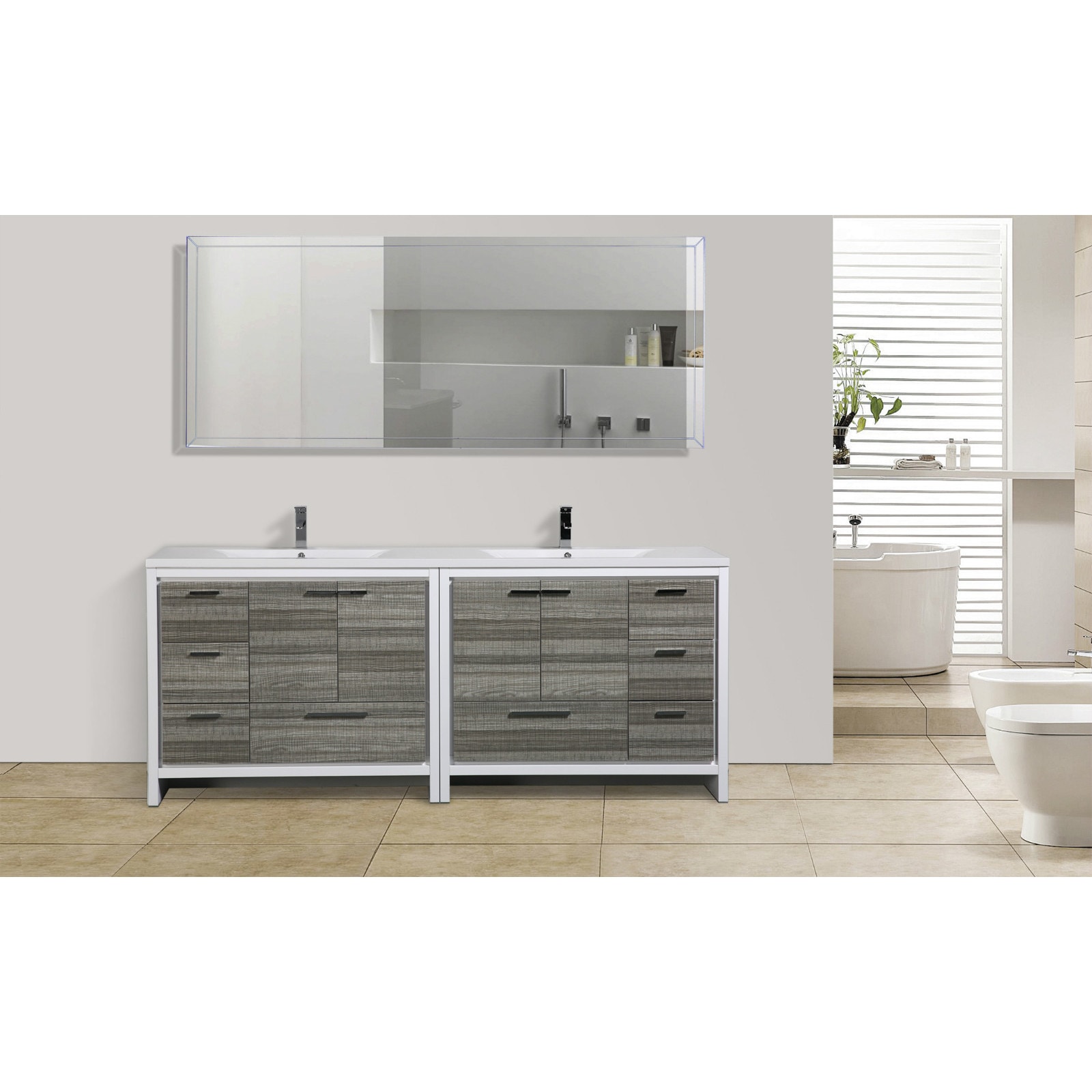 Moreno Bath Moreno Mod White Acrylic Sink 84-inch Double Bathroom ...