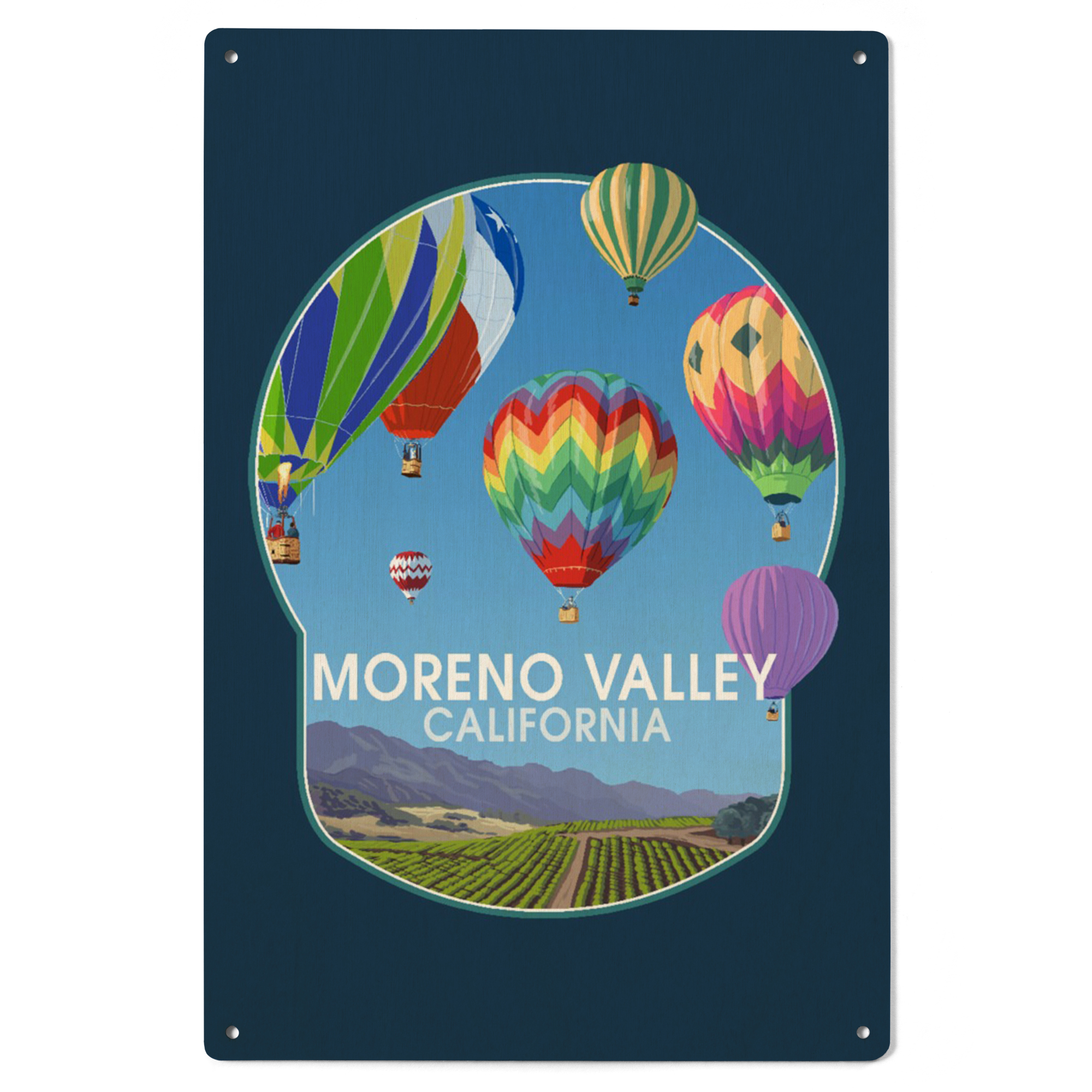 Moreno Valley, California, Hot Air Balloons, Contour Birch Wood Wall ...