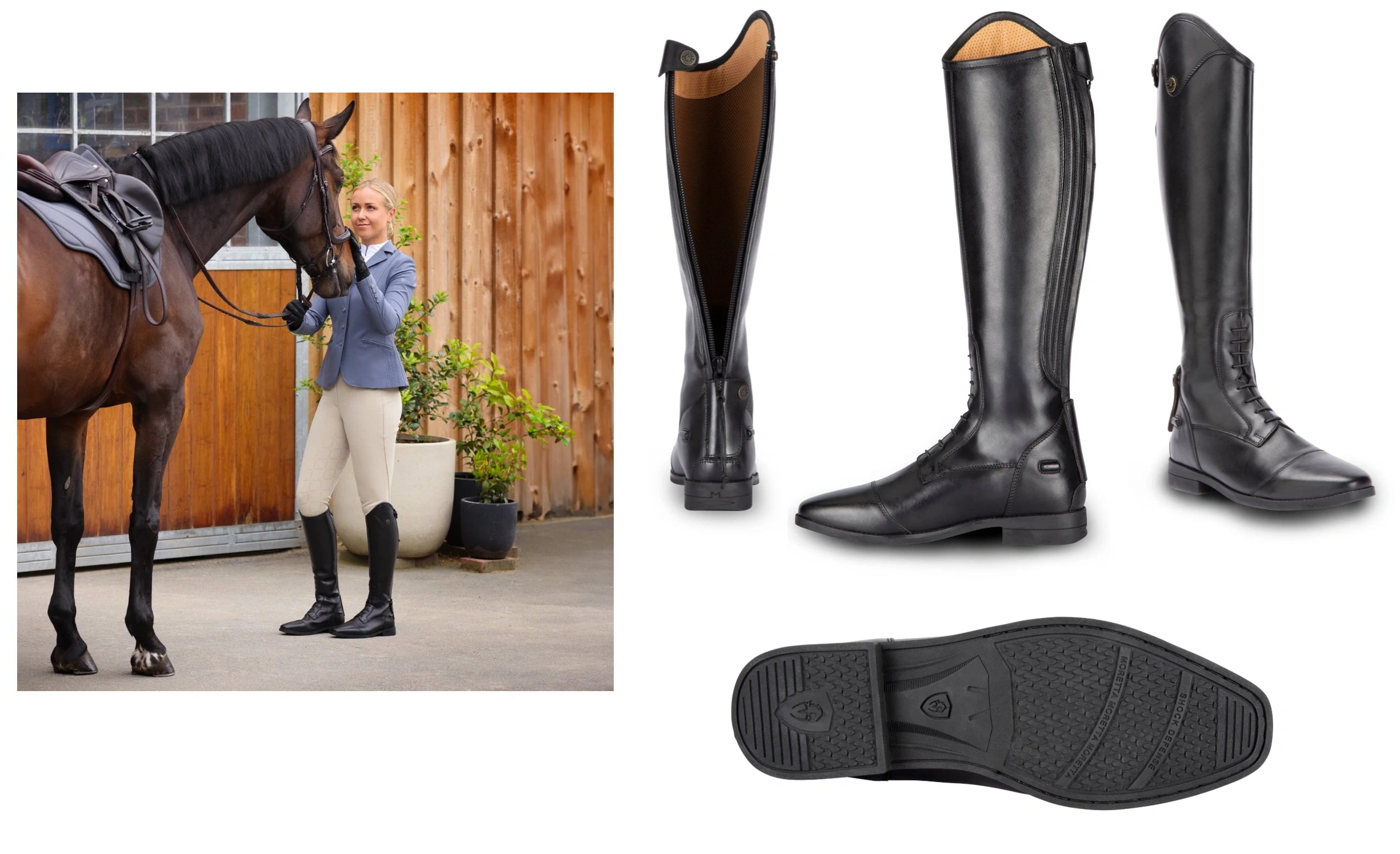 Moretta Ortona Riding Boots Standard Black #10286 Extra Wide US7 ...