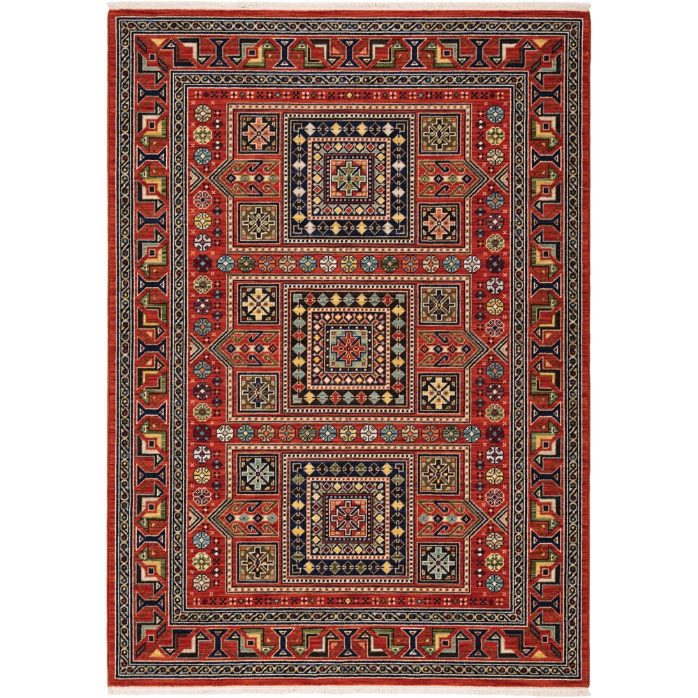 Moretti Overture Area Rug 002C6 Traditional Red Blocks Cubes 2' 6" x 12 ...