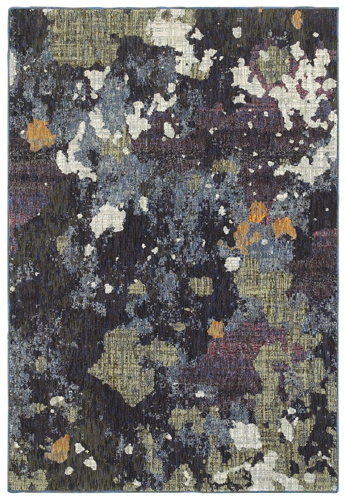 Moretti Remark Area Rug 8029A Navy Splotched Splattered 8' 6" x 11' 7 ...
