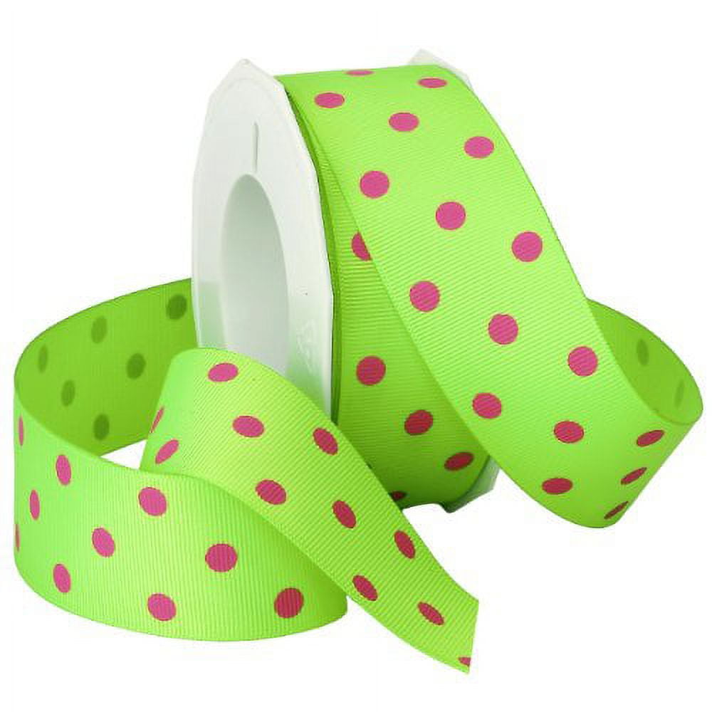 Morex Grosgrain Dot Ribbon, 1-1/2-Inch by 20-Yard Spool, Lime with Hot ...