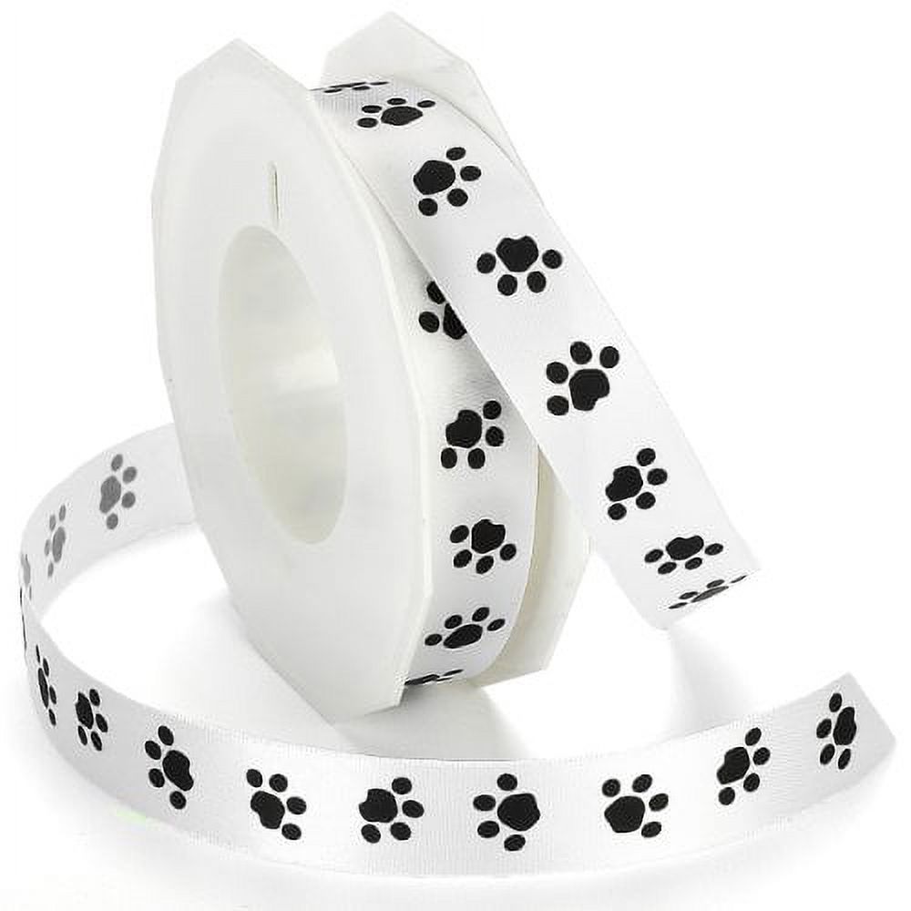 Morex Ribbon Paw Print Satin Ribbon Spool, 7/8-Inch by 20-Yard, Black ...