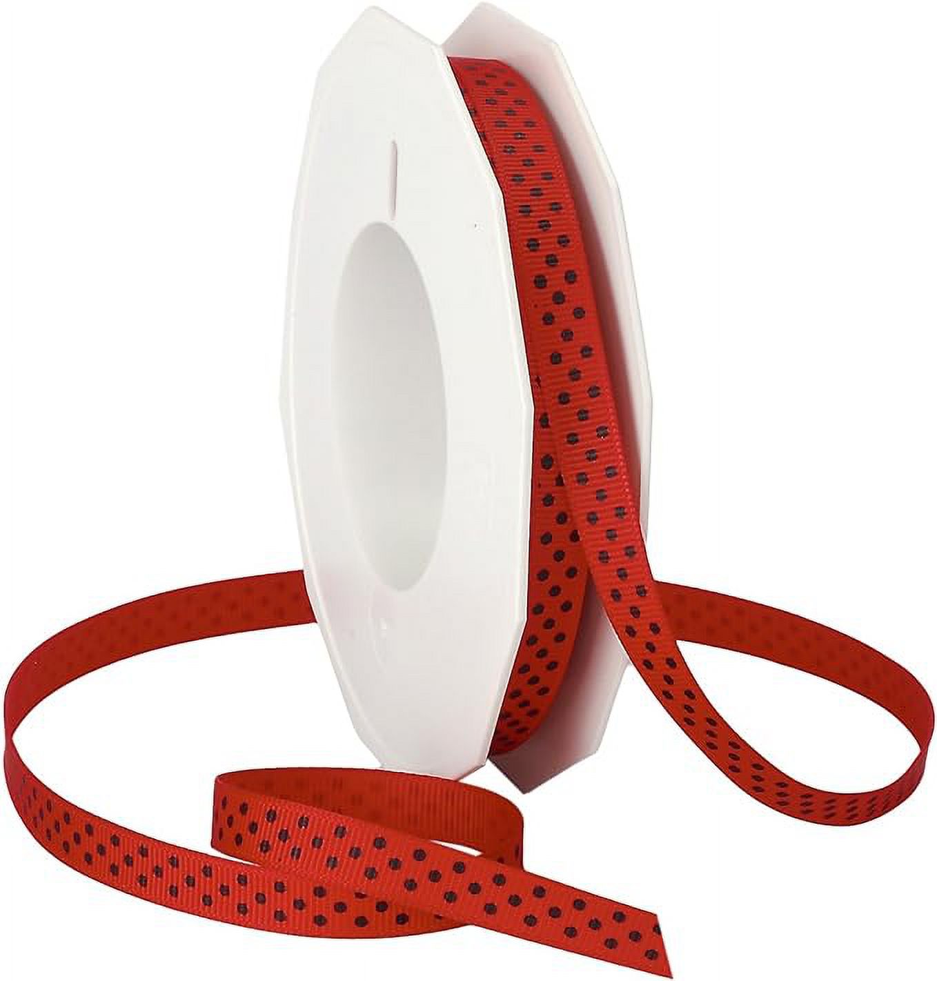 Morex Ribbon Swiss Dot Polyester Grosgrain Ribbon, 3/8-Inch by 20-Yard ...