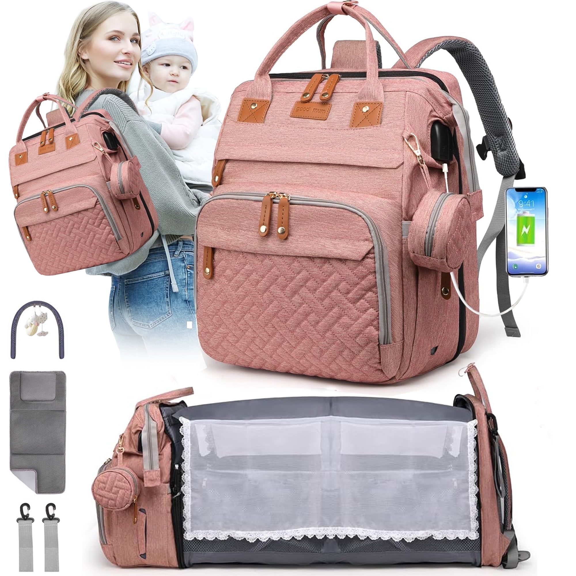 Morfone Diaper Bag Backpack with Changing Station, Waterproof Large ...