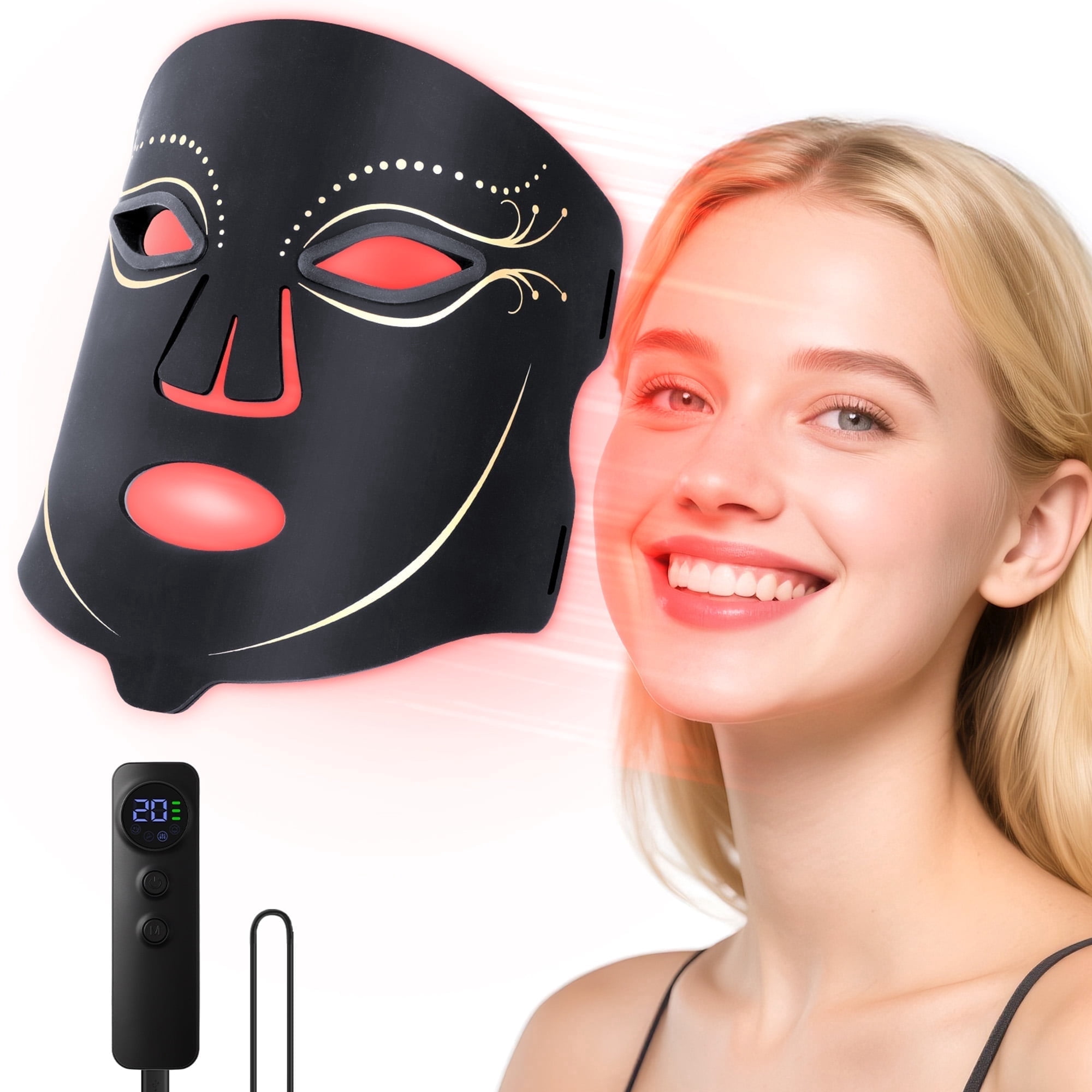 Morfone Red Light Therapy Face Mask, 4 Modes LED Light, Portable, Skin ...