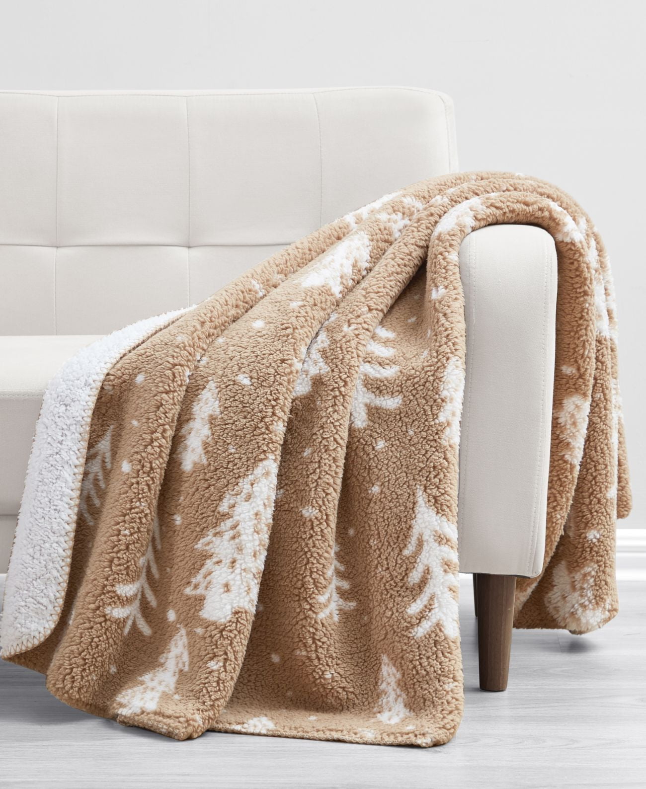 Morgan Home Birch Trails Holiday Printed Reversible Sherpa Throw, 50 x ...
