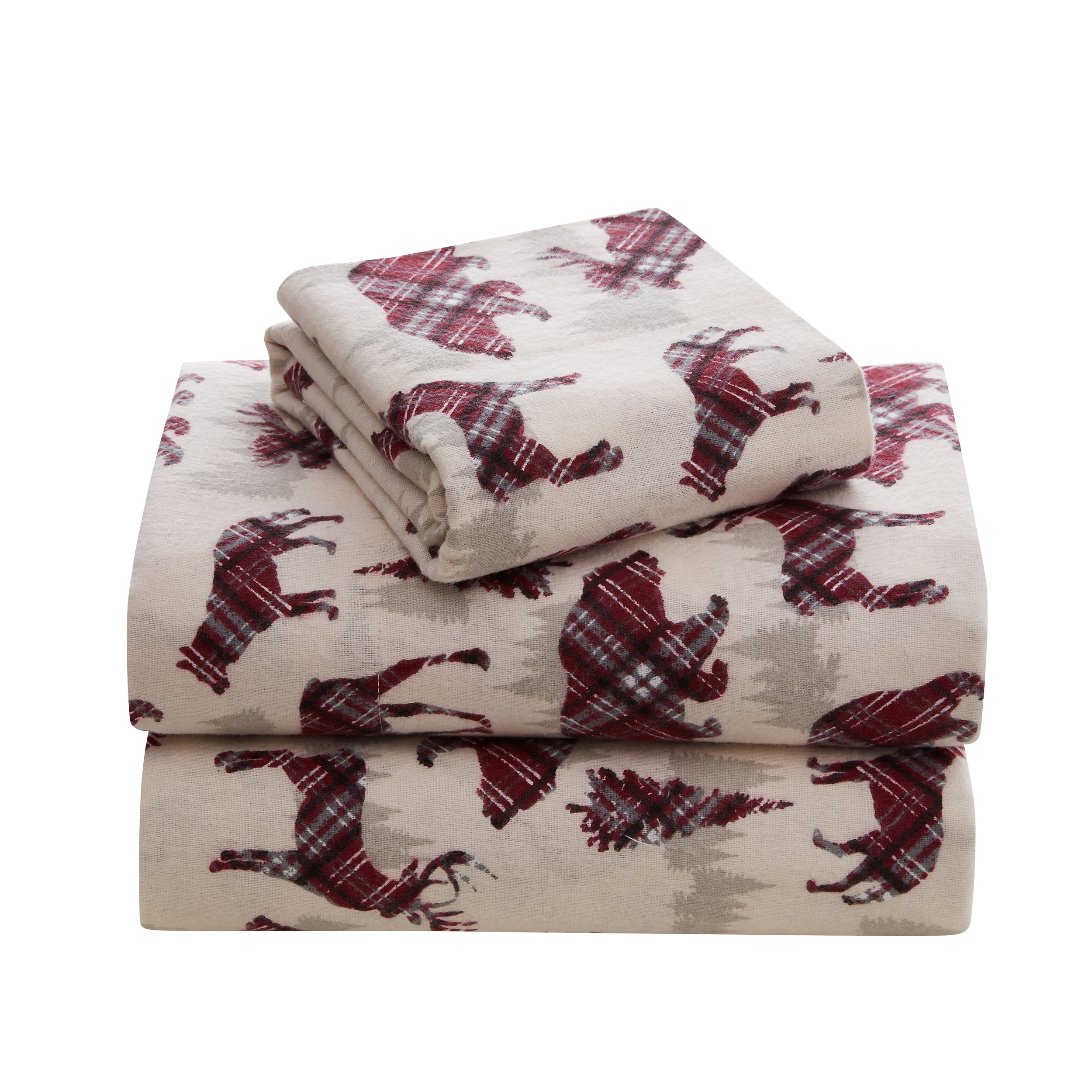 Morgan Home Turkish Flannel 160GSM Plaid Wilderness Sheet Set, Full (4 ...