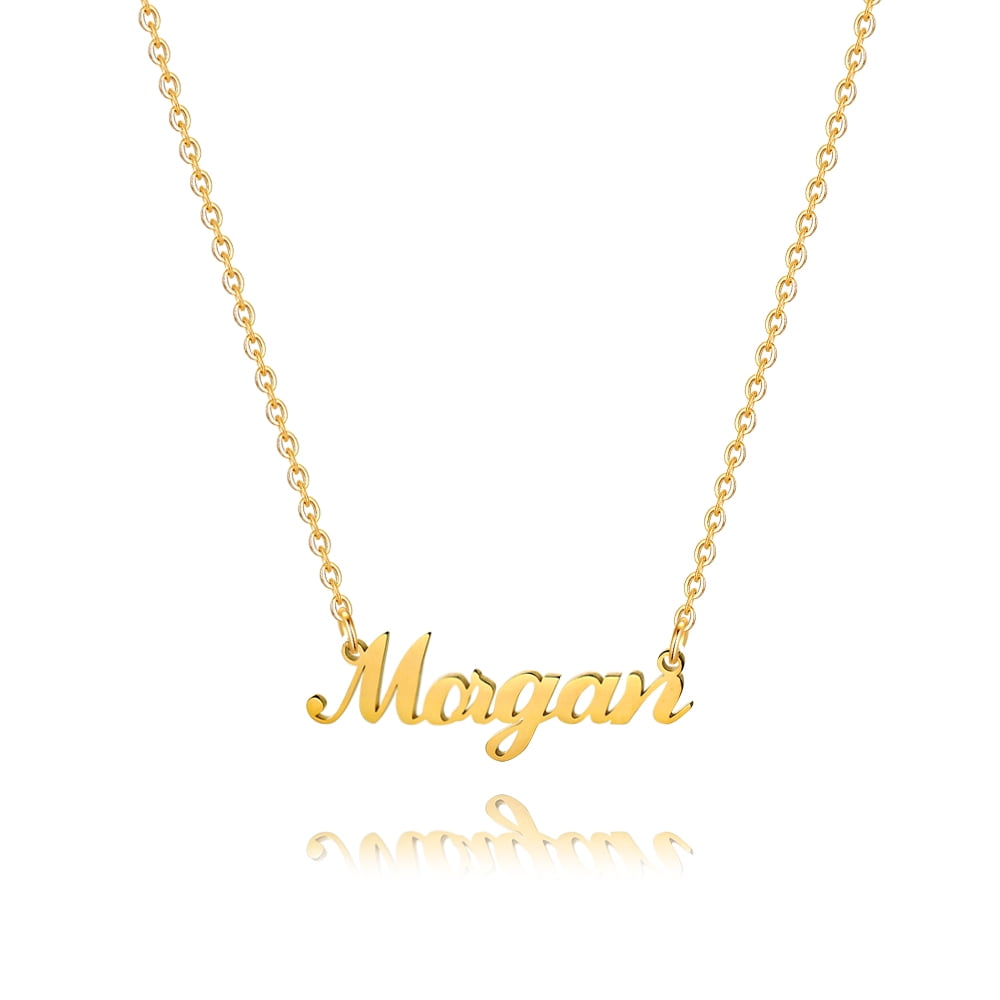 Morgan Name Necklace, 18K Gold Filled Custom Name Necklace Personalized ...
