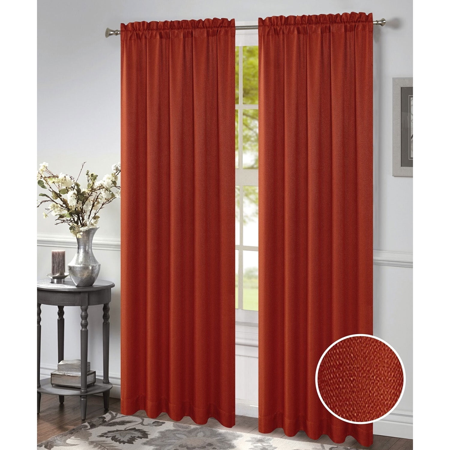 Morgan Rod Pocket Woven Window Panel, Rust, 54x84 Inches - Walmart.com