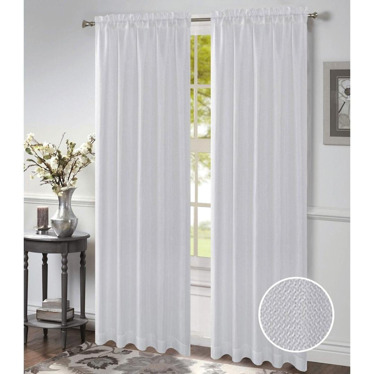 Morgan Rod Pocket Woven Window Panel, White, 54x84 Inches - Walmart.com