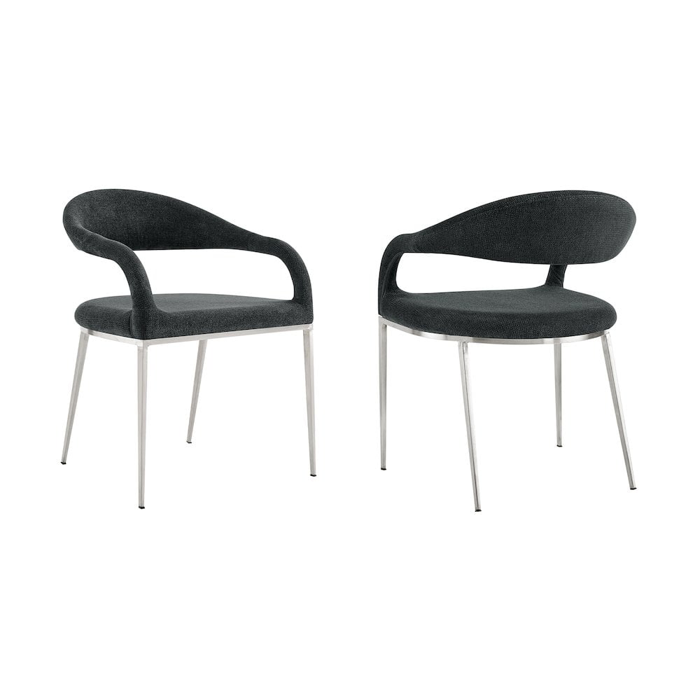 Morgan Upholstered Dining Chair with Brushed Stainless Steel and ...