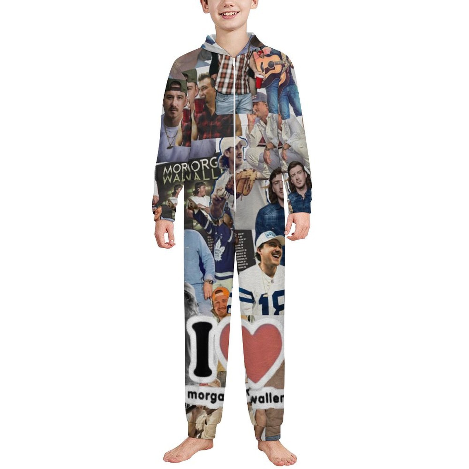 Morgan Wallen Kids One Piece Pajama Hooded Union Suit PJs Sleepwear for ...