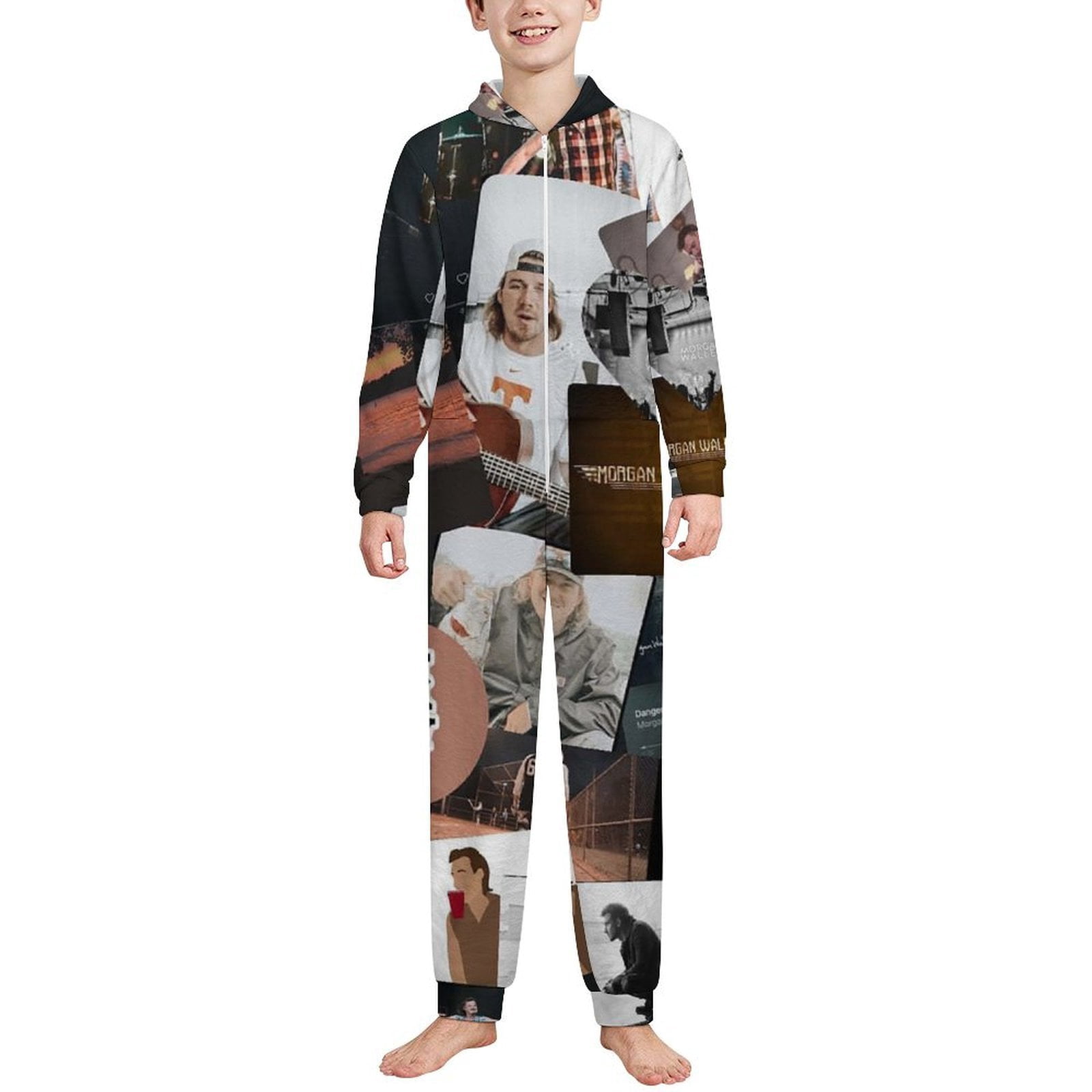 Morgan Wallen Kids One Piece Pajama Hooded Union Suit PJs Sleepwear for ...