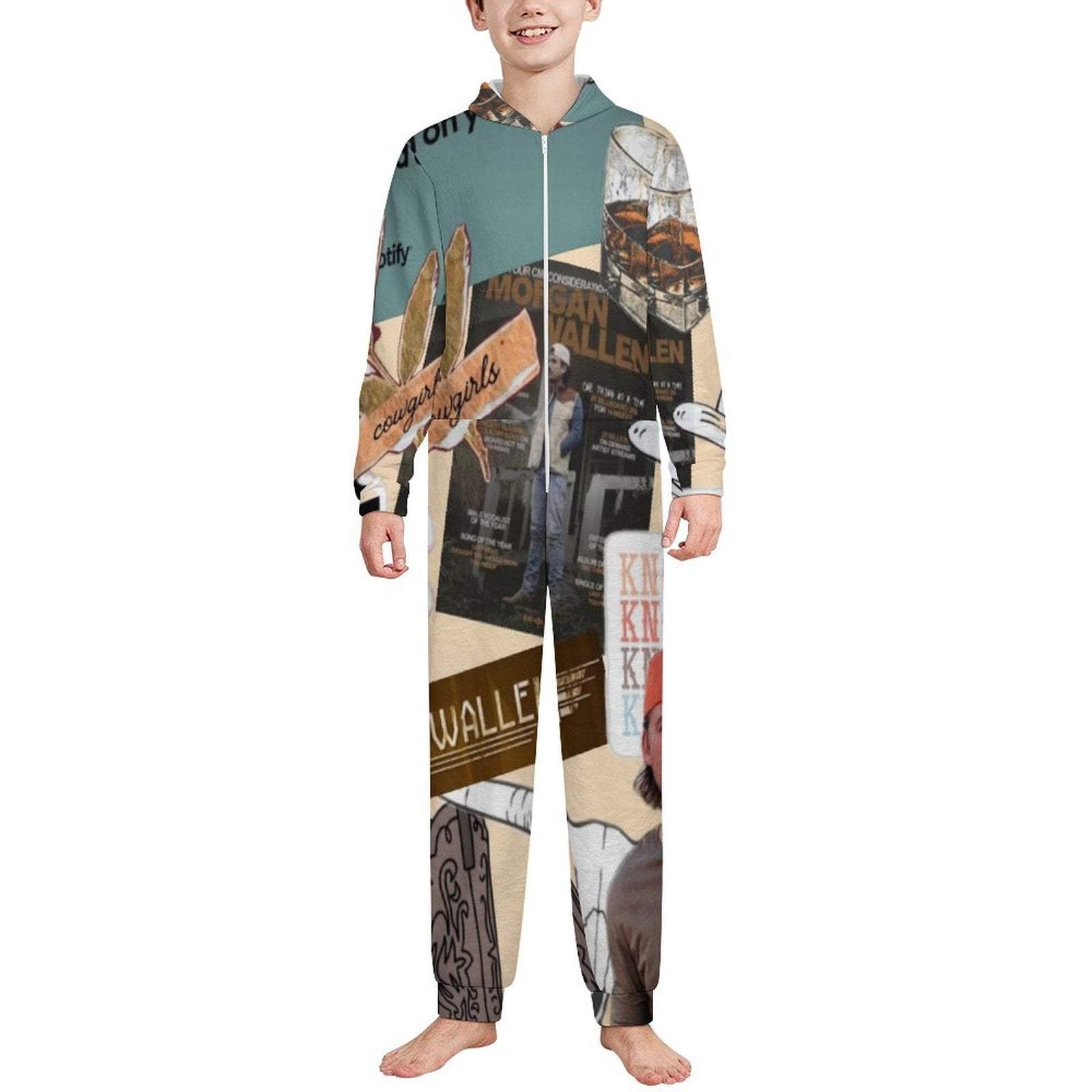 Morgan Wallen Kids One Piece Pajama Hooded Union Suit PJs Sleepwear for ...