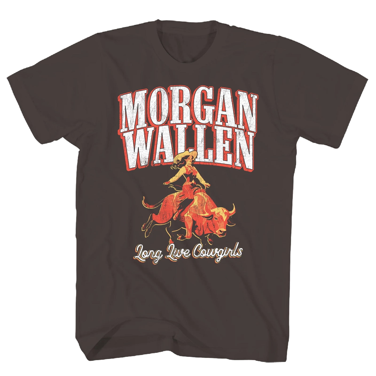 Morgan Wallen Men's Long Live Cowgirls T-Shirt Brown 2X-Large | Officially Licensed Merchandise ...