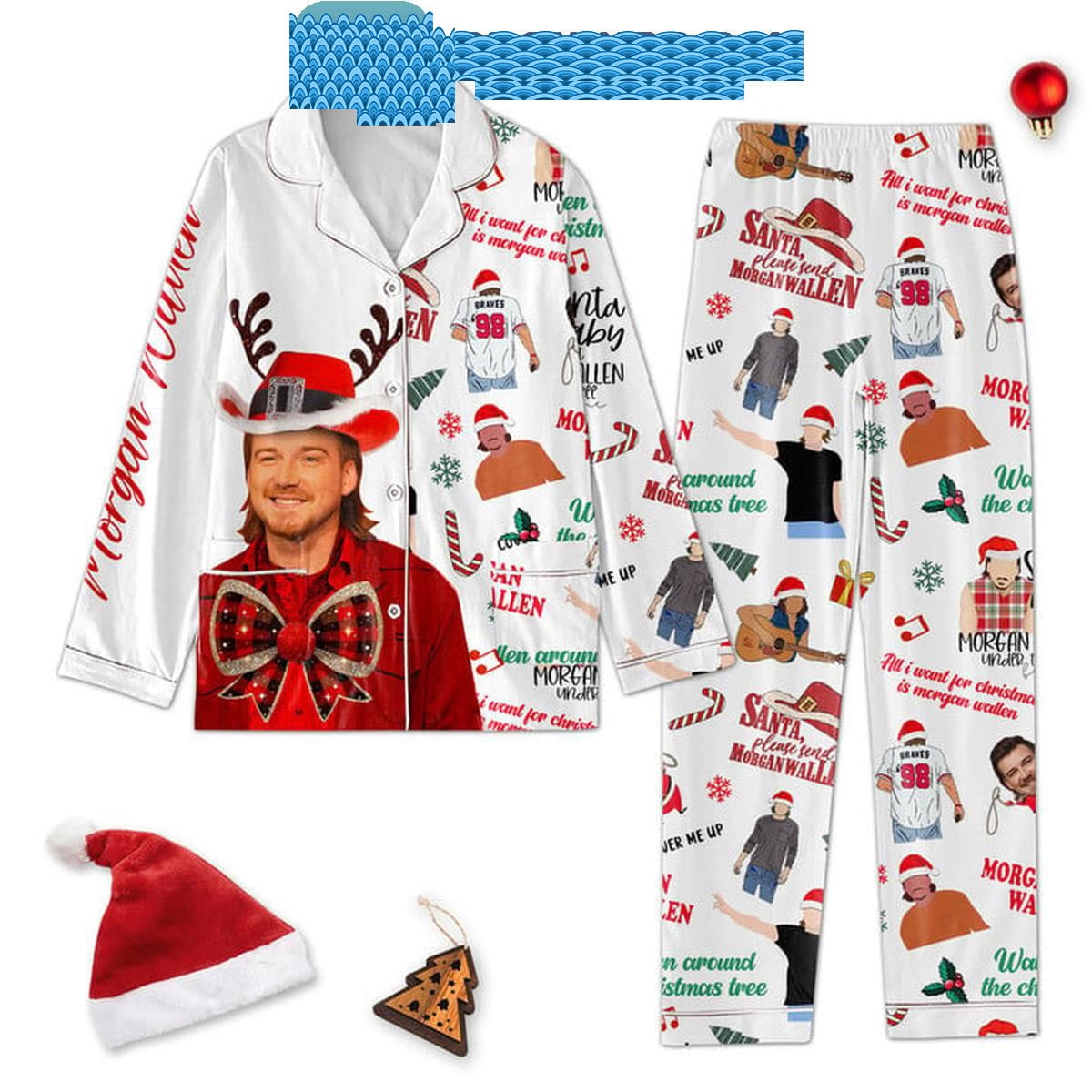 Morgan Wallen Santa Please Send Morgan Wallen 2024 Polyester Pajamas ...