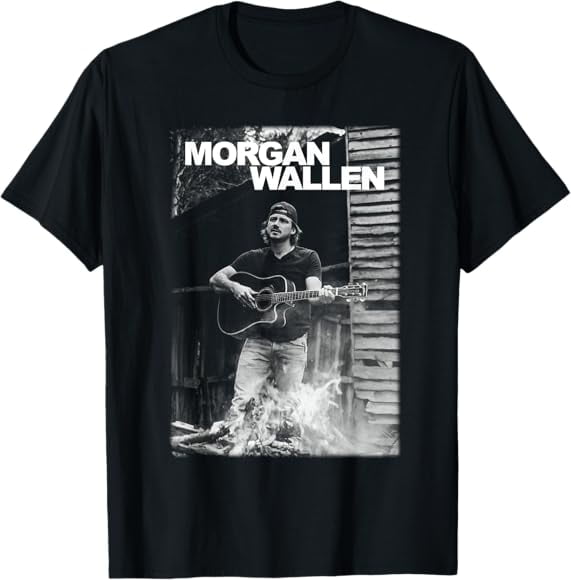 Morgan Wallen T-Shirt Featuring A Guitar Photo, A Piece Of Merchandise ...