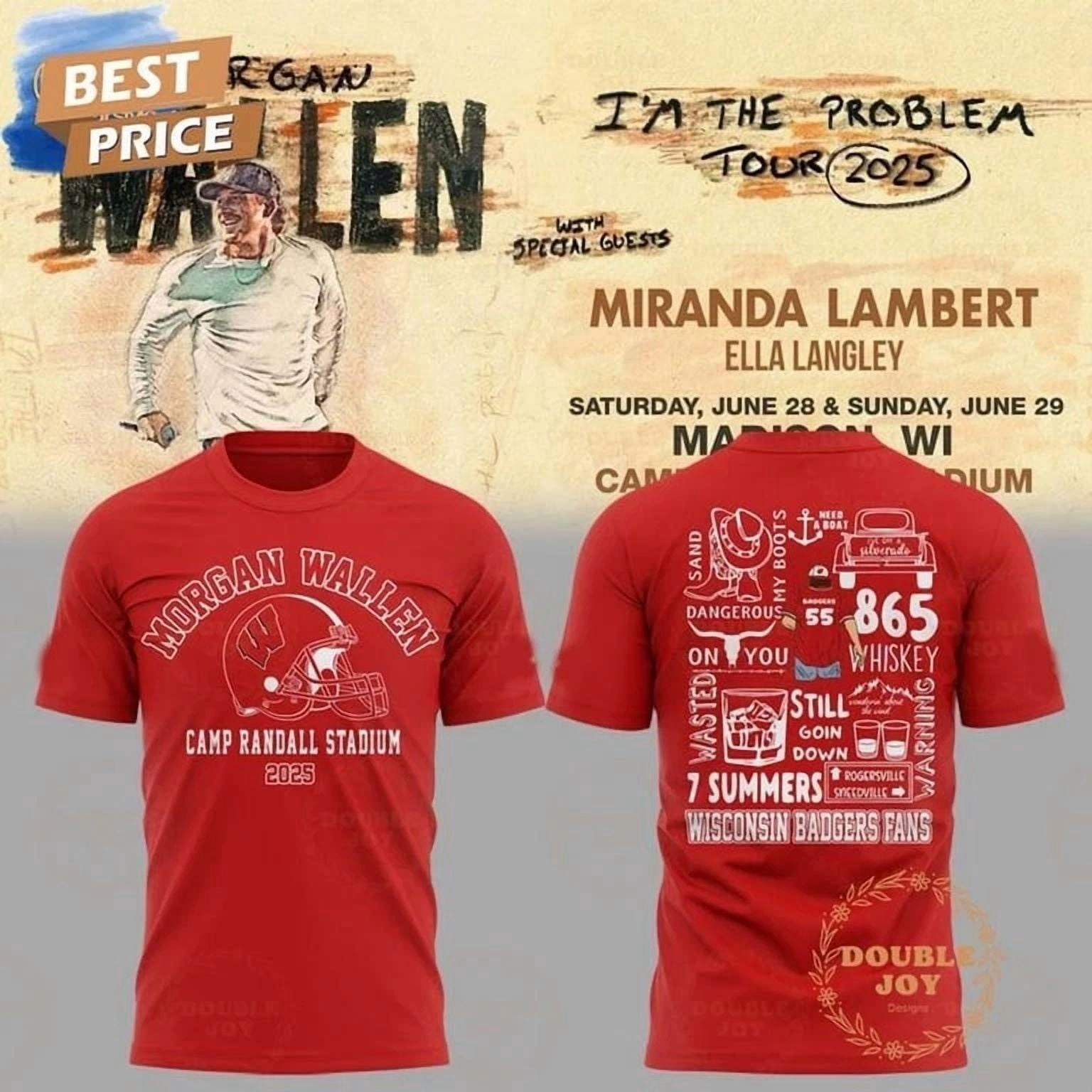 Morgan Wallen x Wisconsin Badgers Camp Randall Stadium 2025 Shirt ...