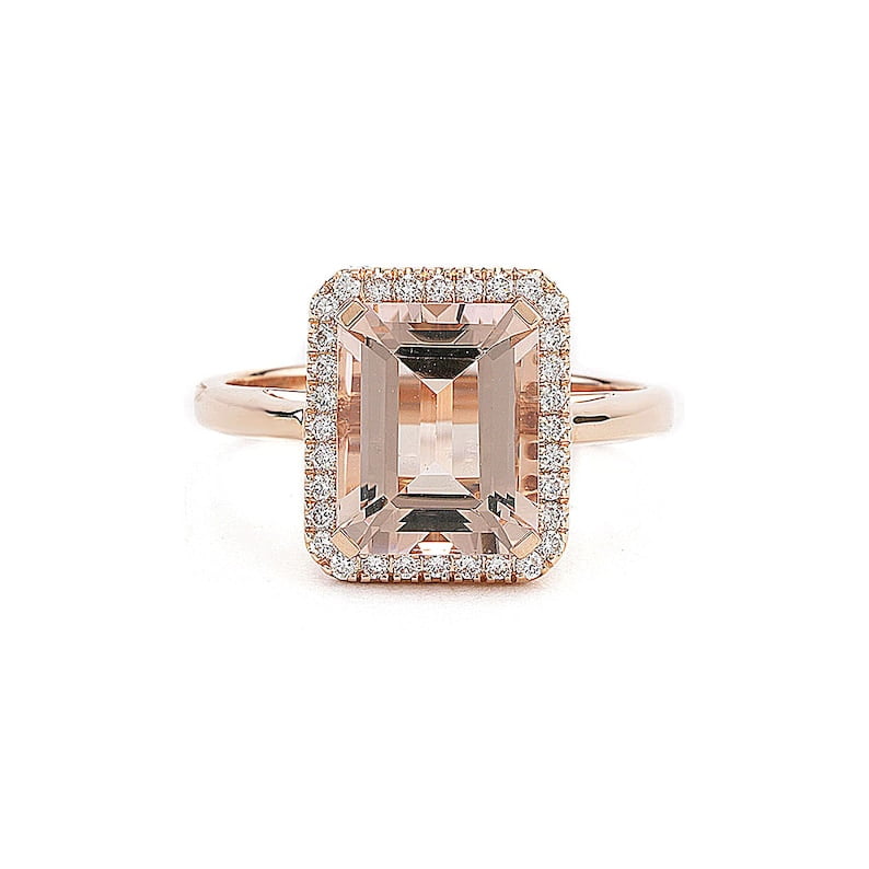 Morganite Cocktail Ring 3.00 Carat Emerald Cut Morganite Wedding Ring ...
