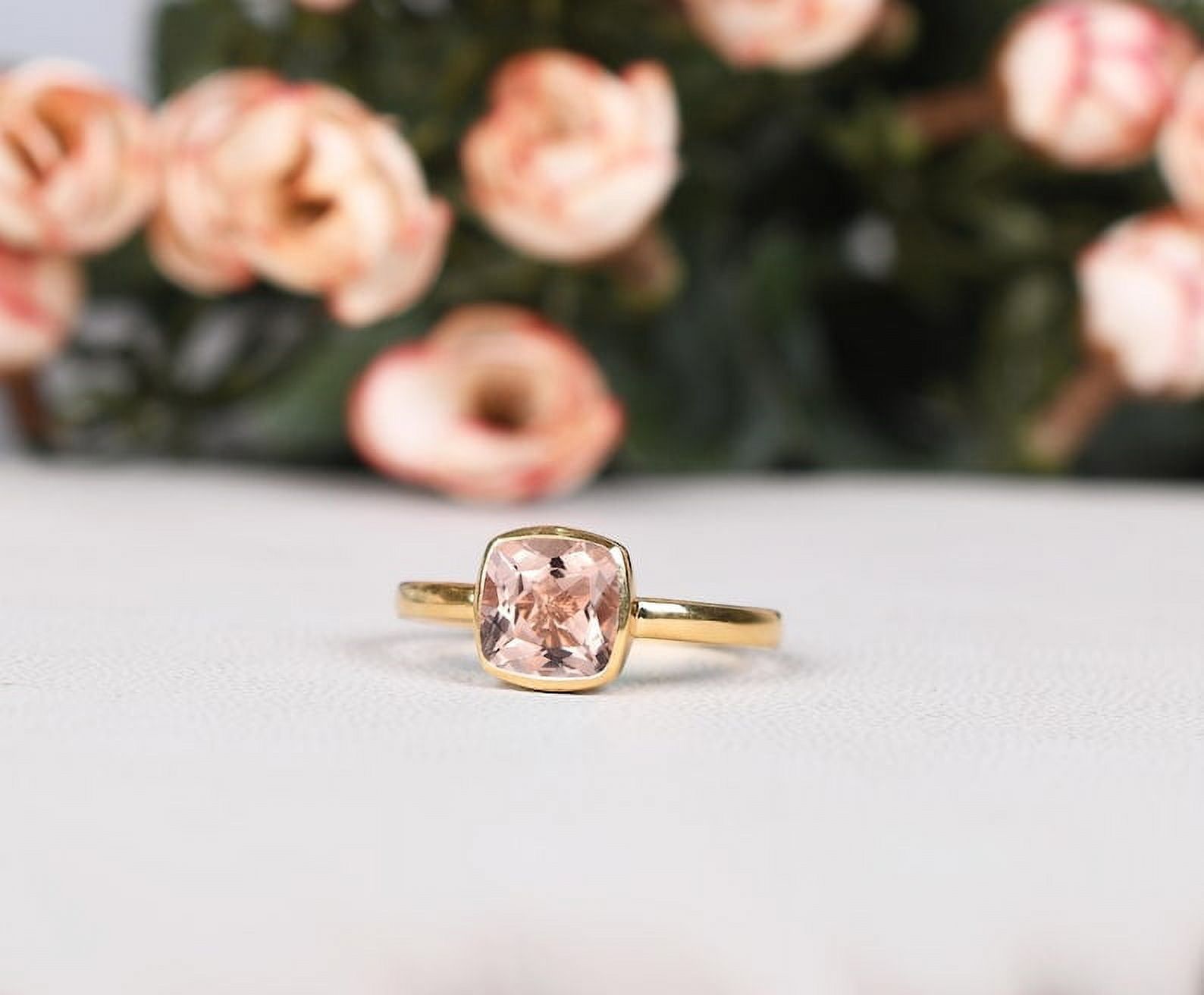 Morganite Engagement Ring, Cushion Shaped Morganite Ring, Promise Ring ...