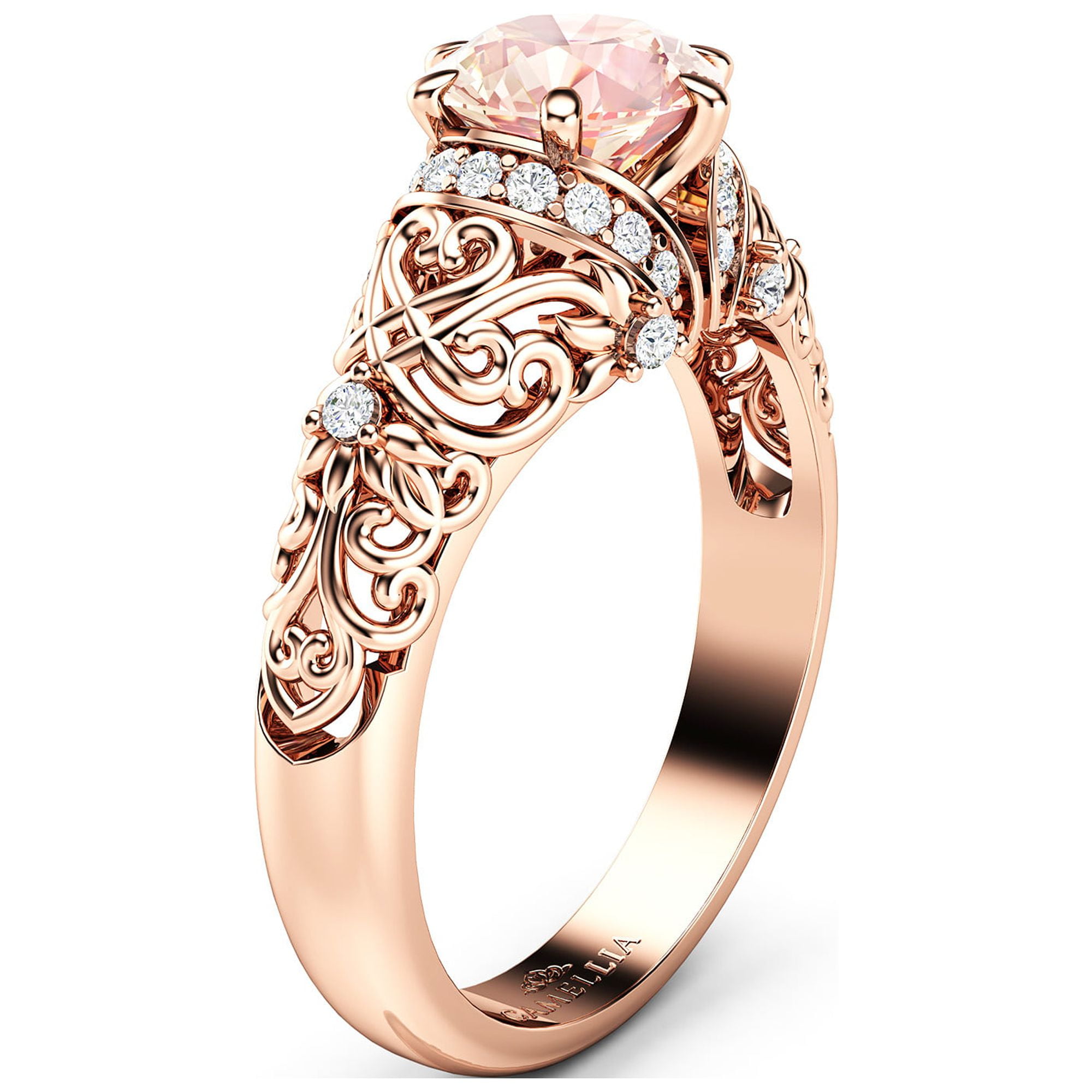 Morganite & Natural Diamonds Engagement Ring - Walmart.com