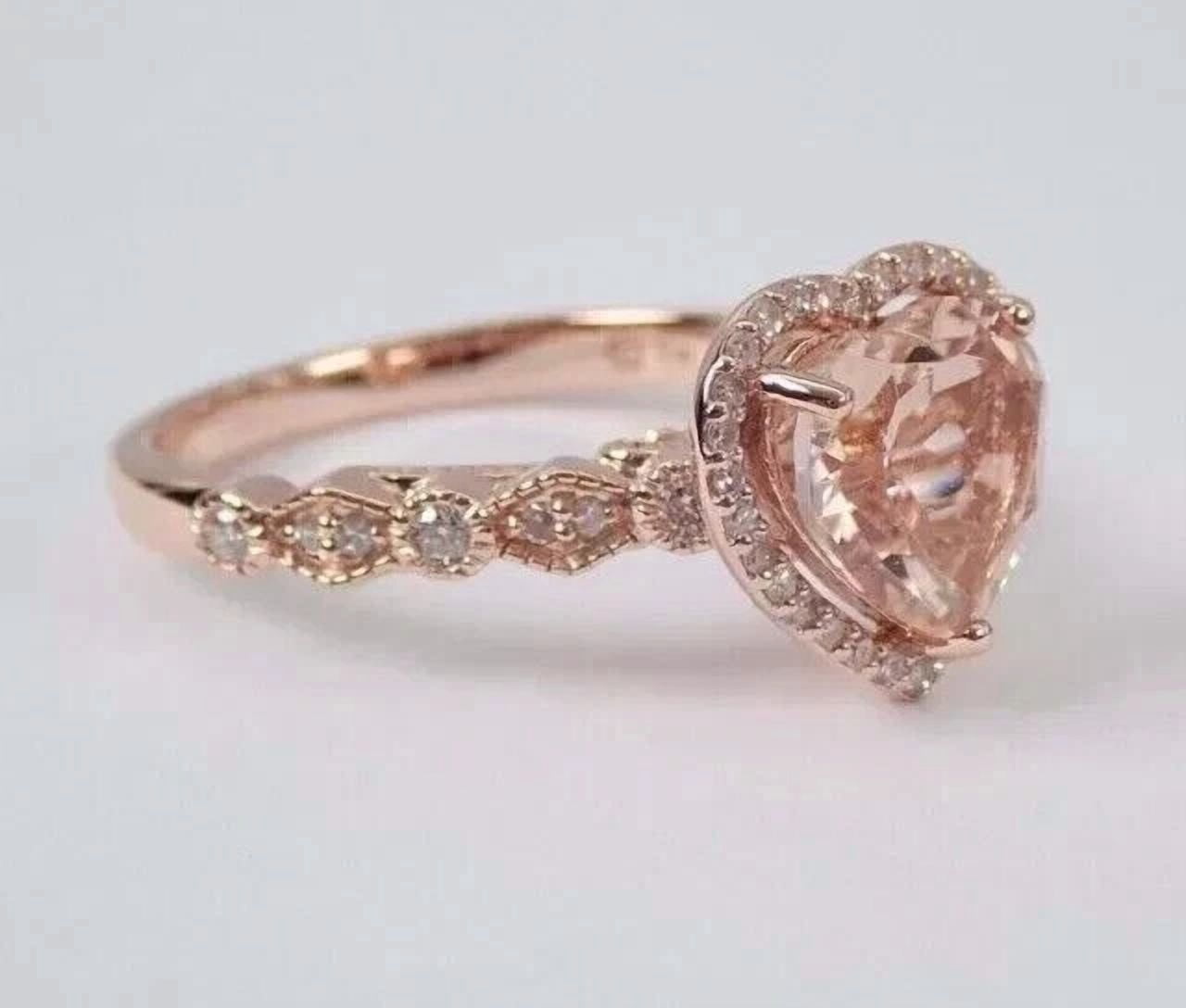 Morganite Ring, 14K Rose Gold Morganite Engagement Ring, Promise Ring ...