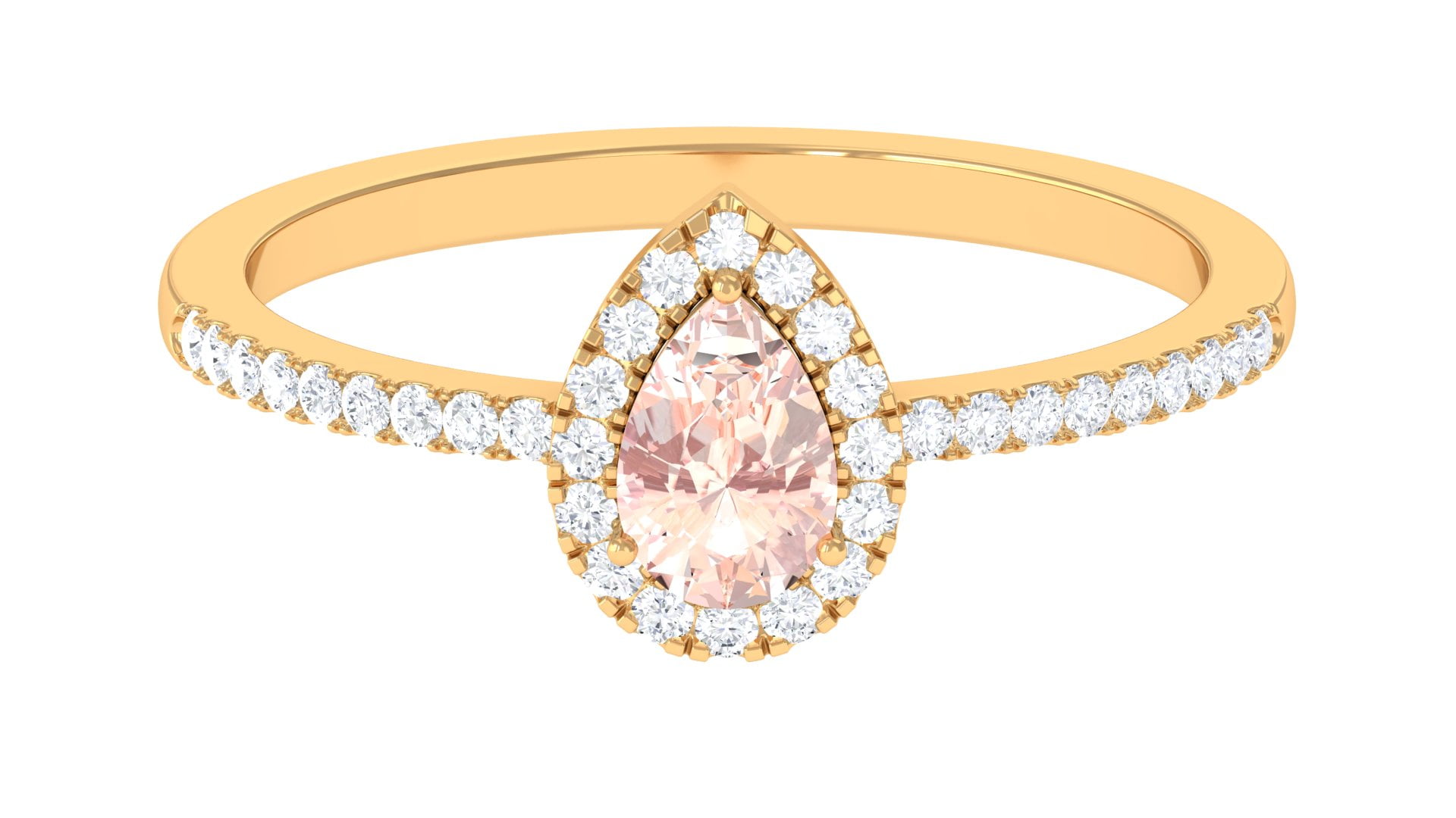 Morganite Teardrop Engagement Ring with Diamond Halo (1 CT, AAA Grade ...