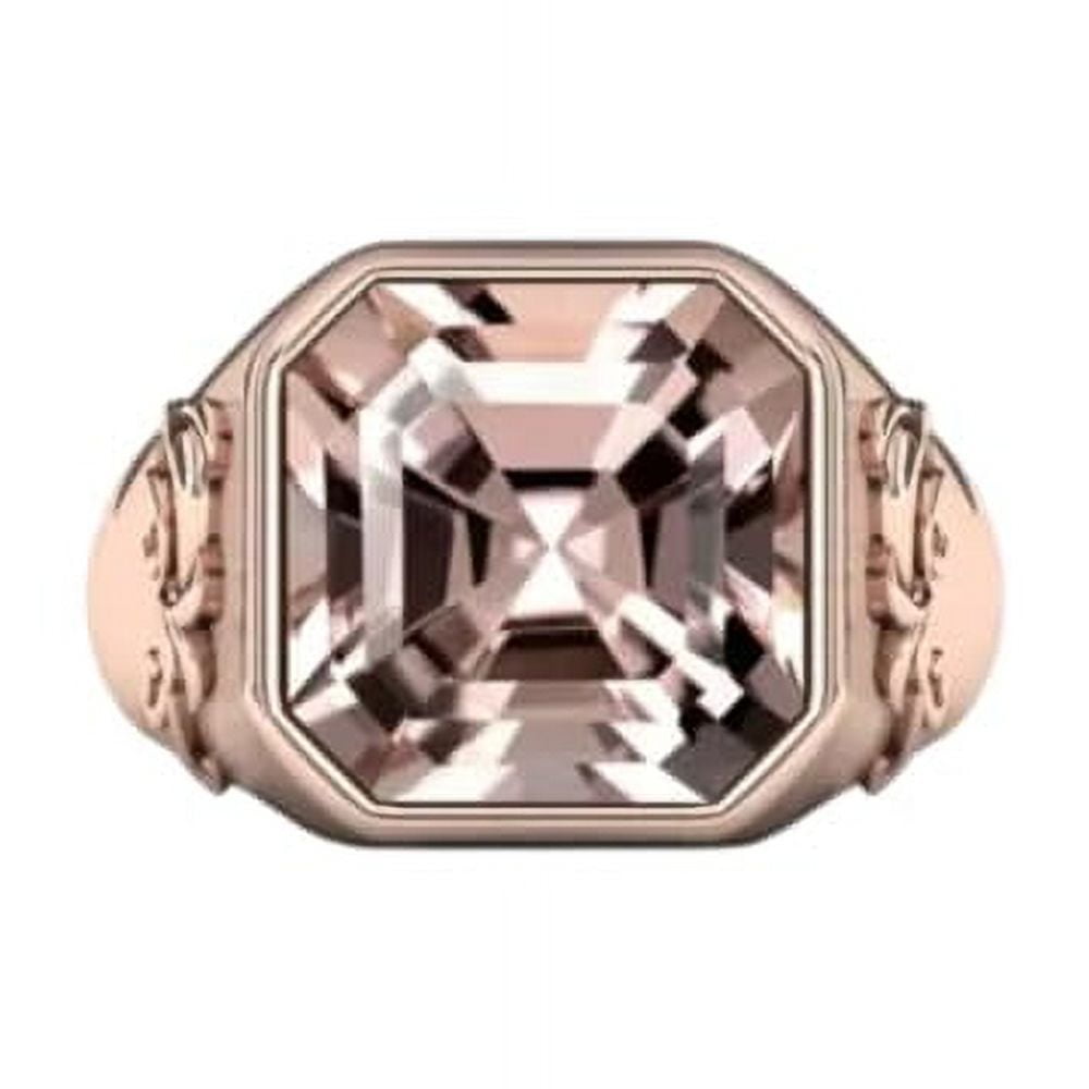 Morganite Wedding Signet Ring For Men 18K Gold Turquoise 7 Ct - 14x14mm ...