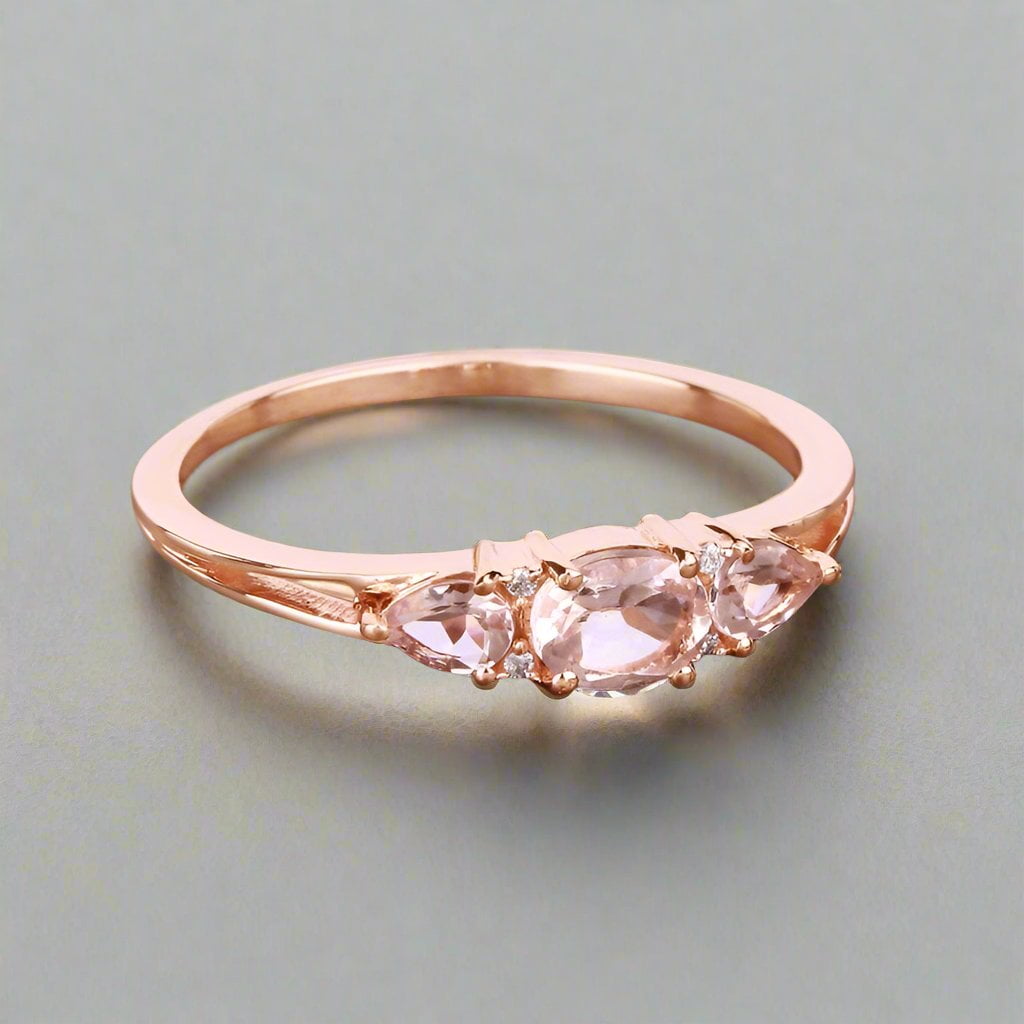 Morganite Wisp Band in 18k Solid Gold, White Gold, or Rose Gold ...