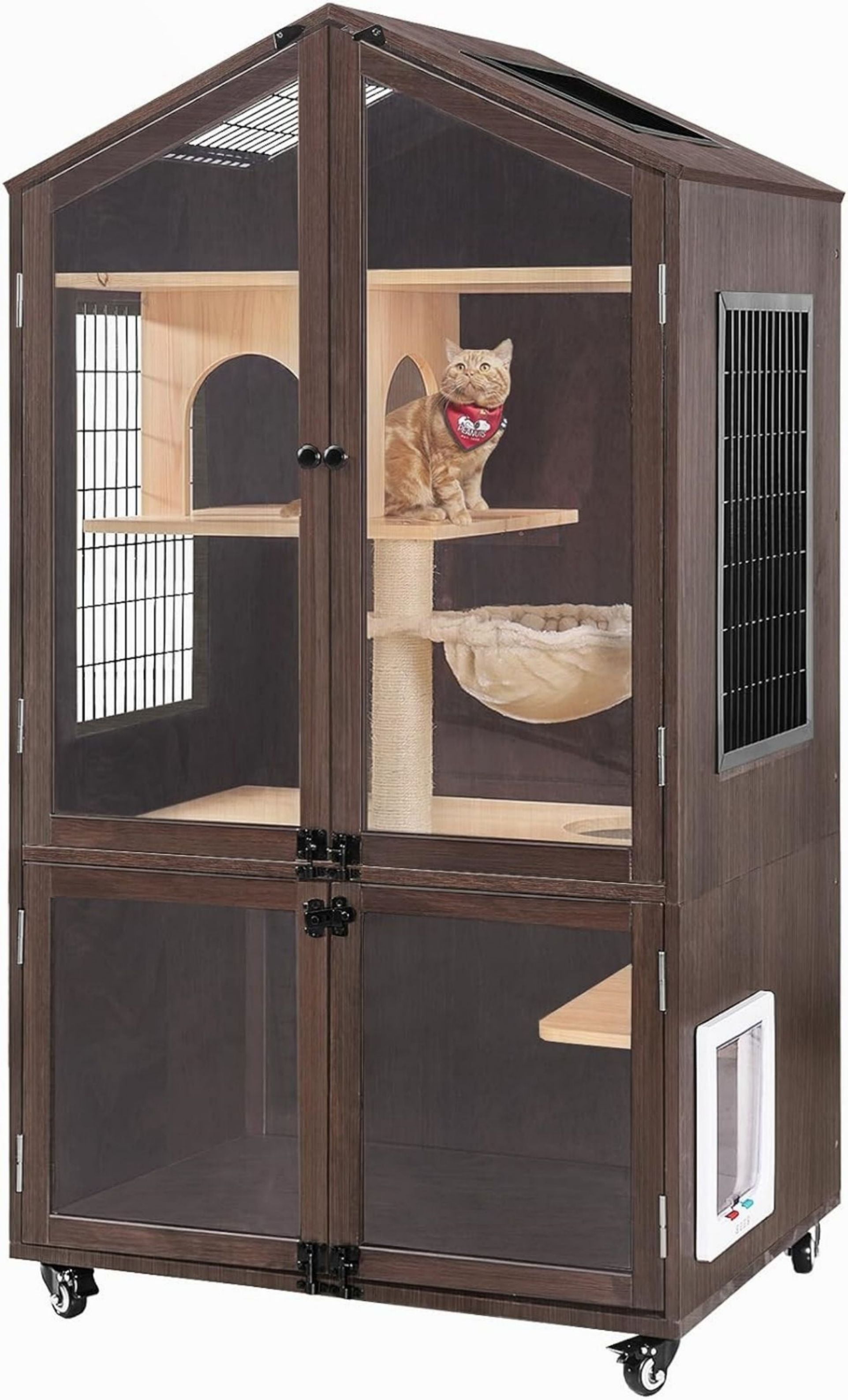 Aivituvin Cabinet Litter Box Enclosure with Cat Tree Indoor Cat Litter ...