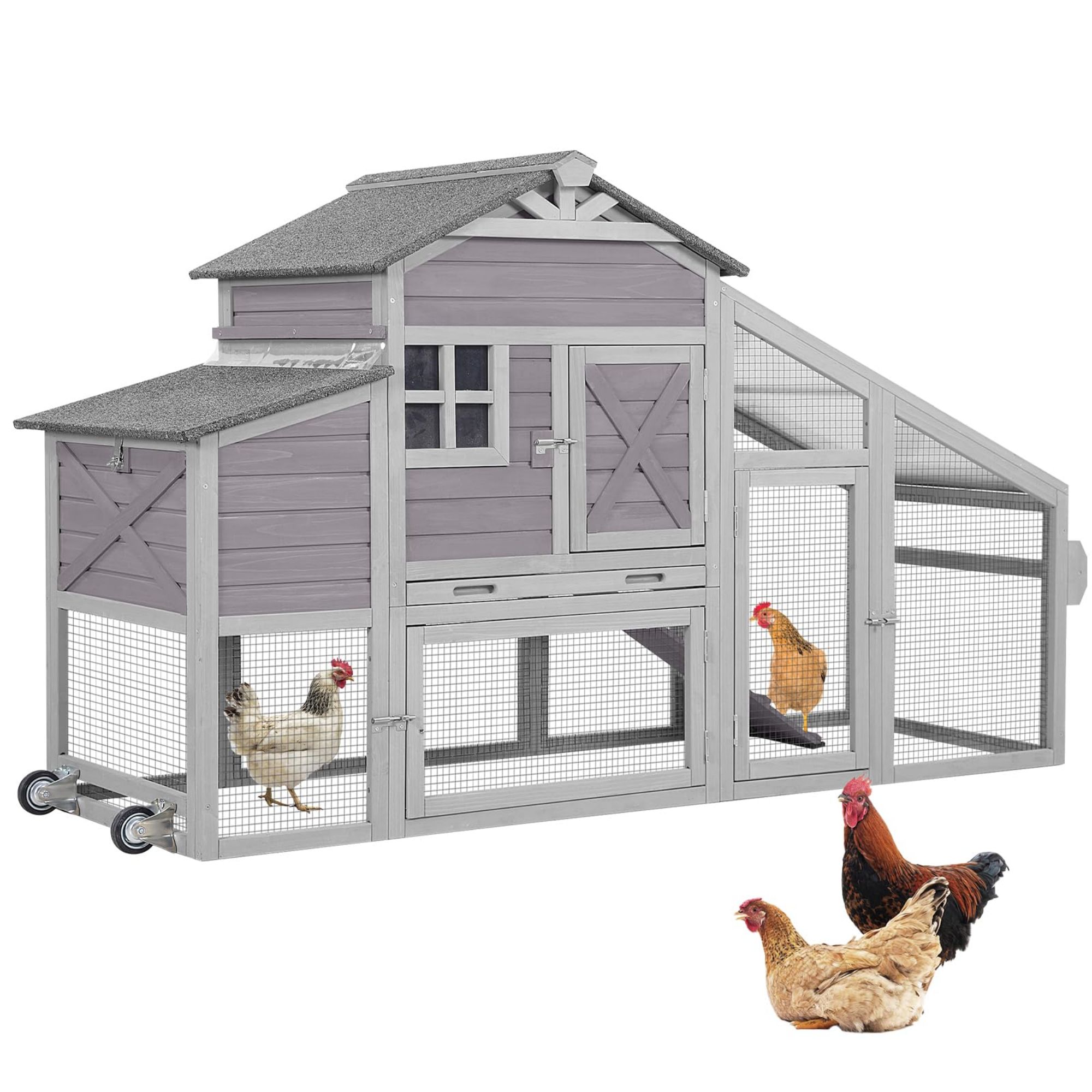 Best Choice Products 80in Wooden Chicken Coop Multi-Level Hen House ...