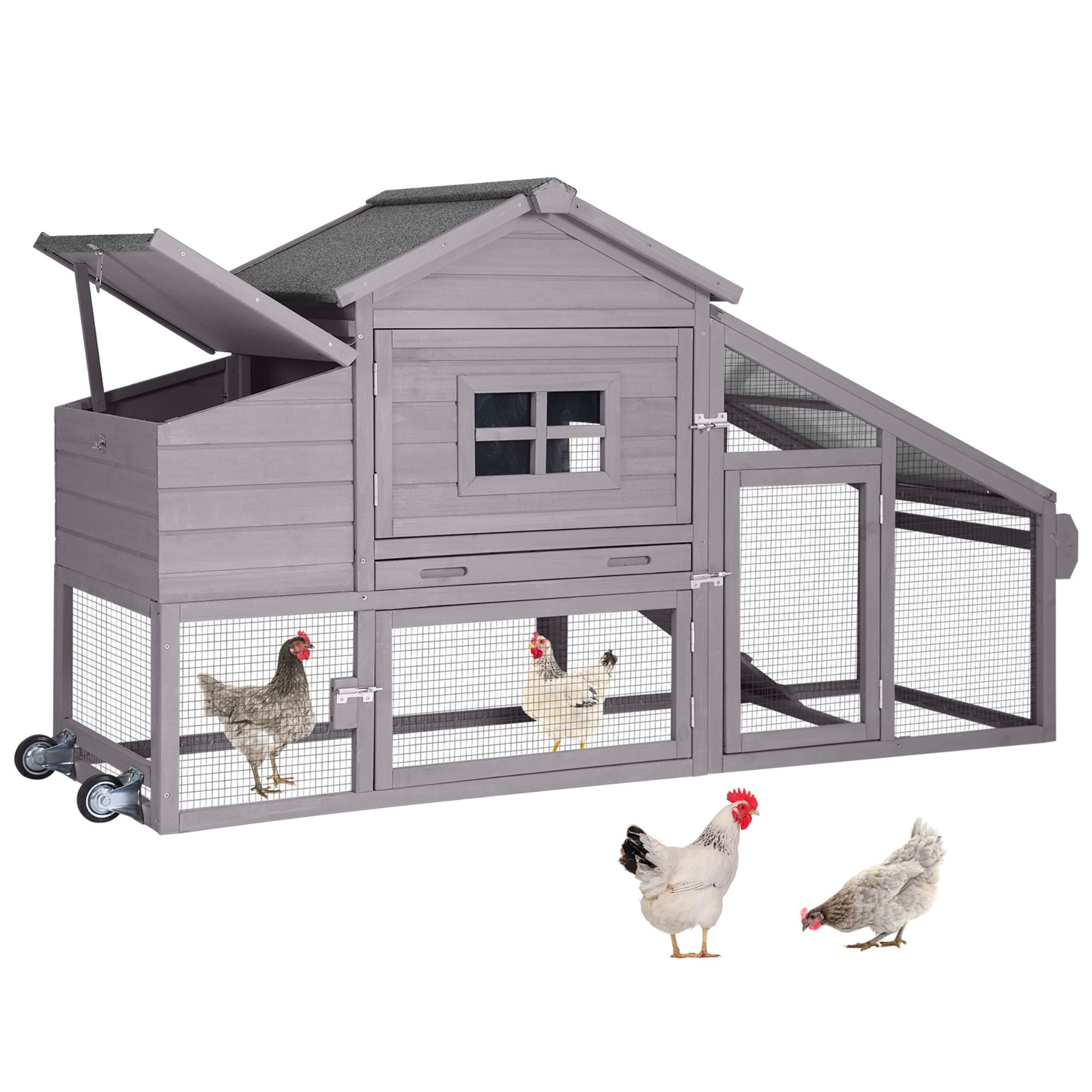 Morgete Mobile Chicken Coop with Wheels, Hen House for 2-3 Chickens ...