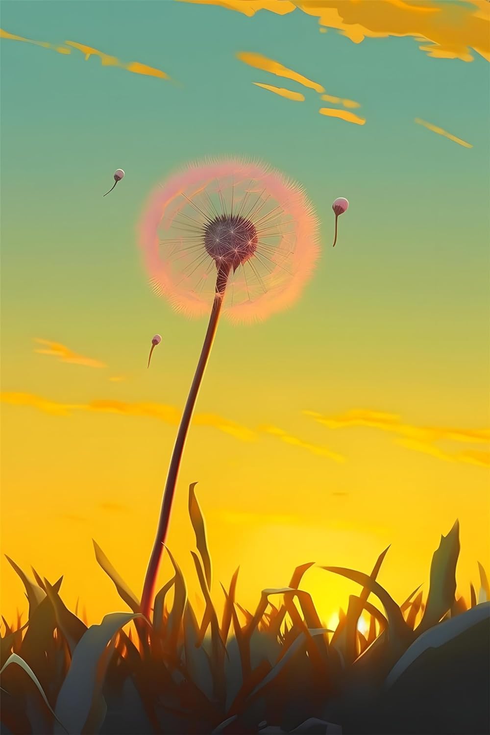 Mori Style Sunset Theme Aesthetic Posters - Sunset Dandelion - Modern ...