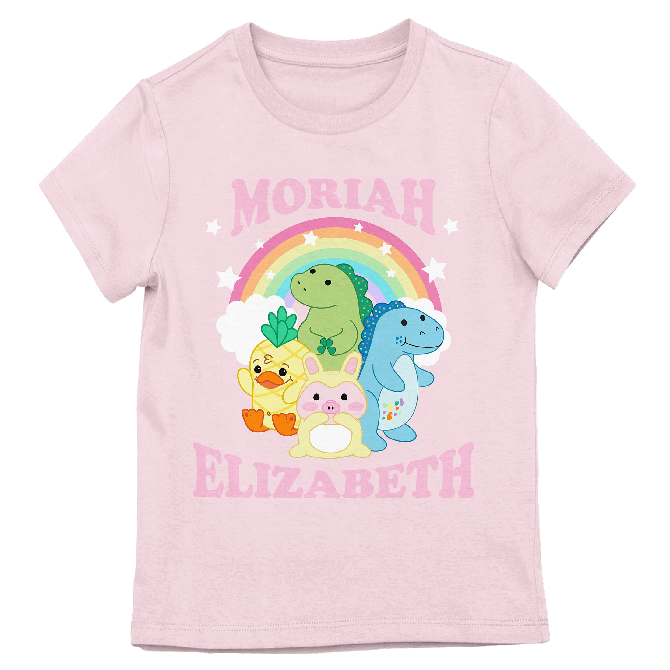 Moriah Elizabeth Characters Rainbow Girl's Pink Crew Neck Short Sleeve Tee-Medium - Walmart.com