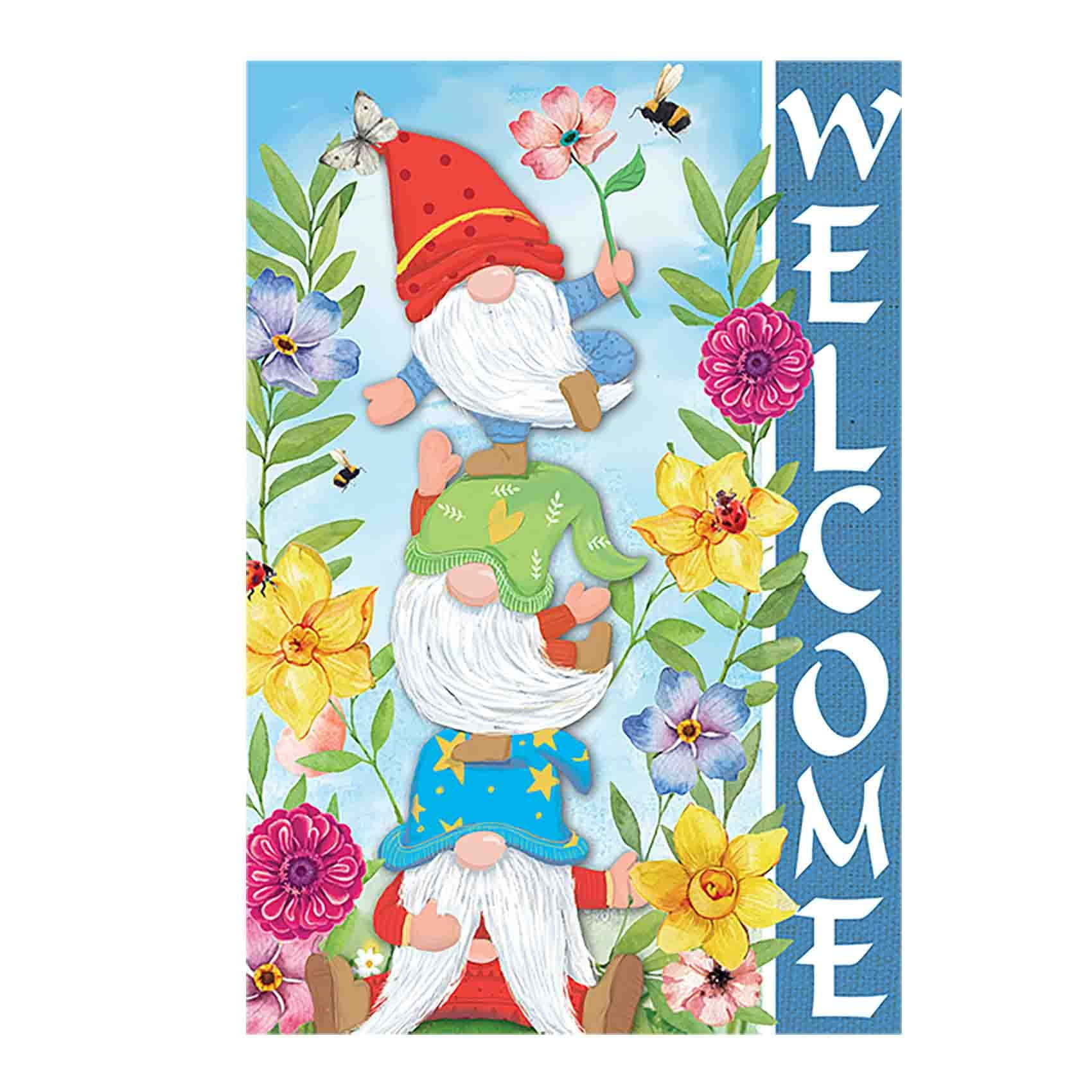 Morigins Happy Spring Gnome Garden Flag Yard Lawn Daisy Flower ...