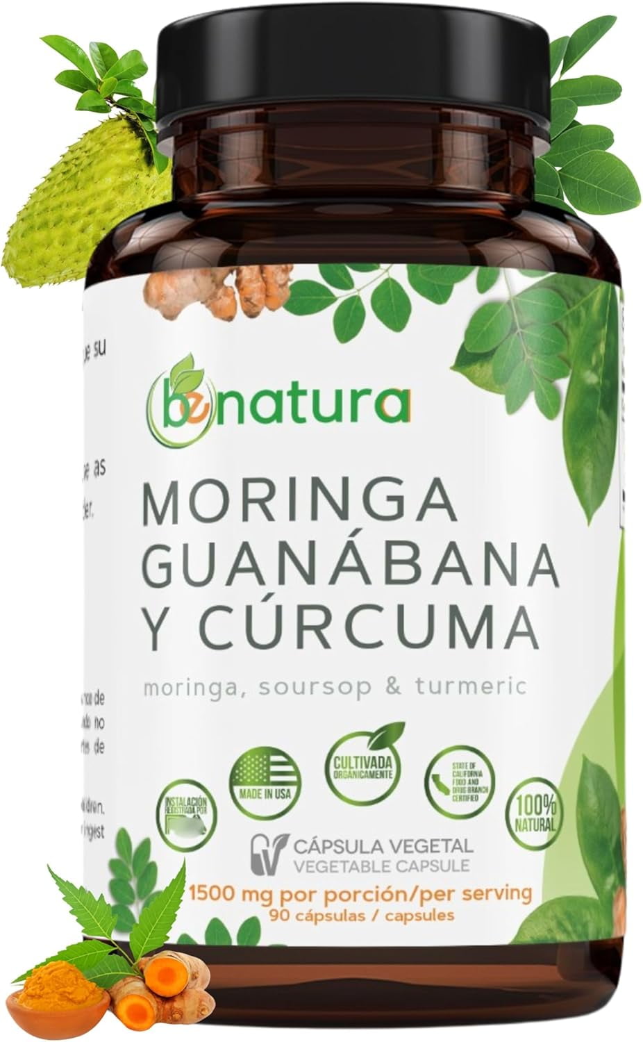 Moringa, Guanabana & Curcuma (Moringa, Soursop, & Turmeric) 90 Capsules ...
