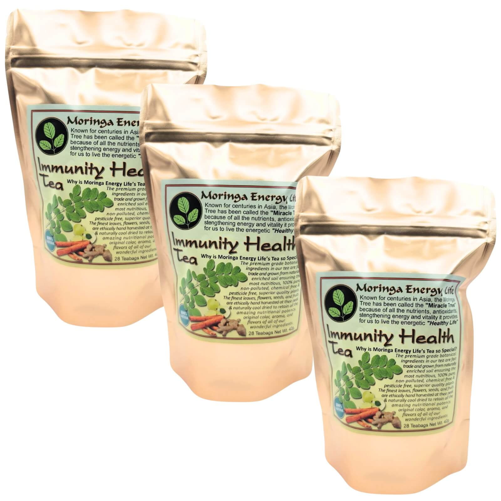 Moringa Immunity Health Tea Bags by Moringa Energy Life, 3 pack, 84 ...
