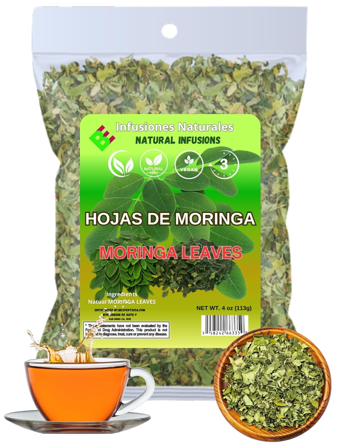 Moringa Leaves Tea (Té de Hojas de Moringa) - 4 oz - NON-GMO | 100% ...