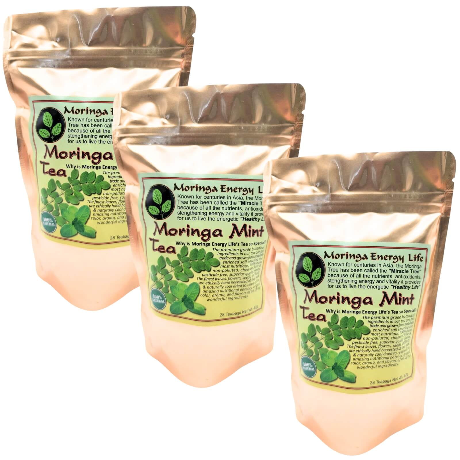 Moringa Mint Tea Bags by Moringa Energy Life, 3 pack, 84 herbal teas - Walmart.com