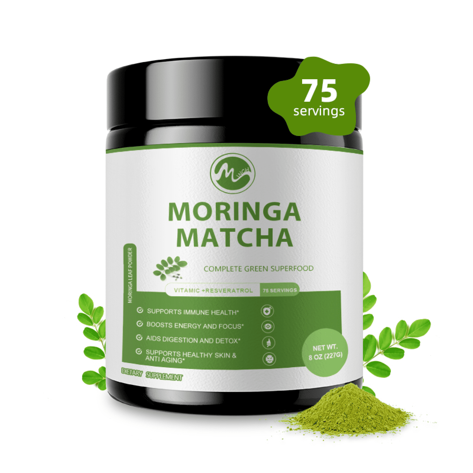 Moringa Powder – Moringa Oleifera Leaf Powder, with Matcha, Green Tea ...