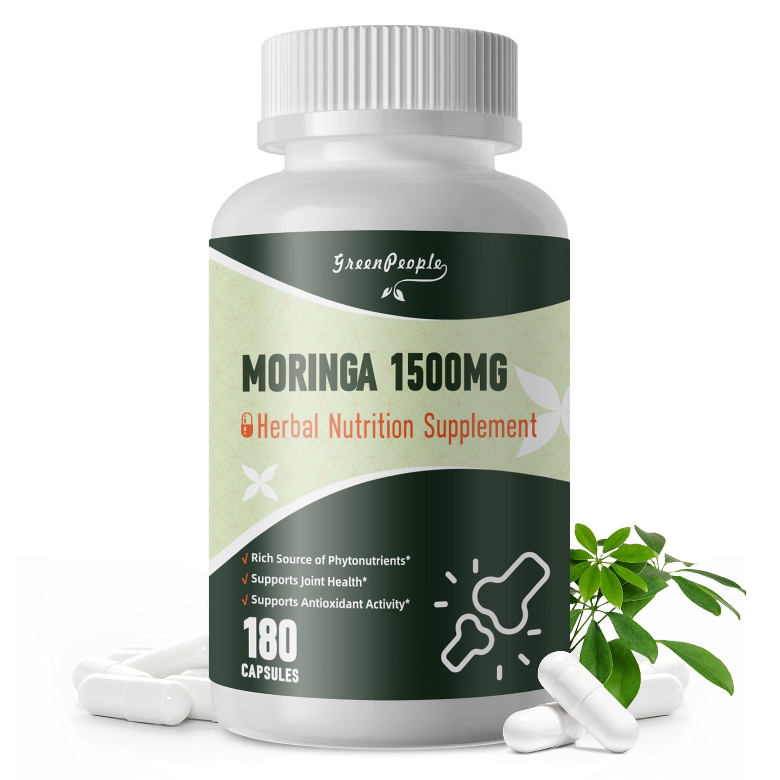 Moringa Pure Capsules, Rich Moringa Powder, A Natural Green Antioxidant ...