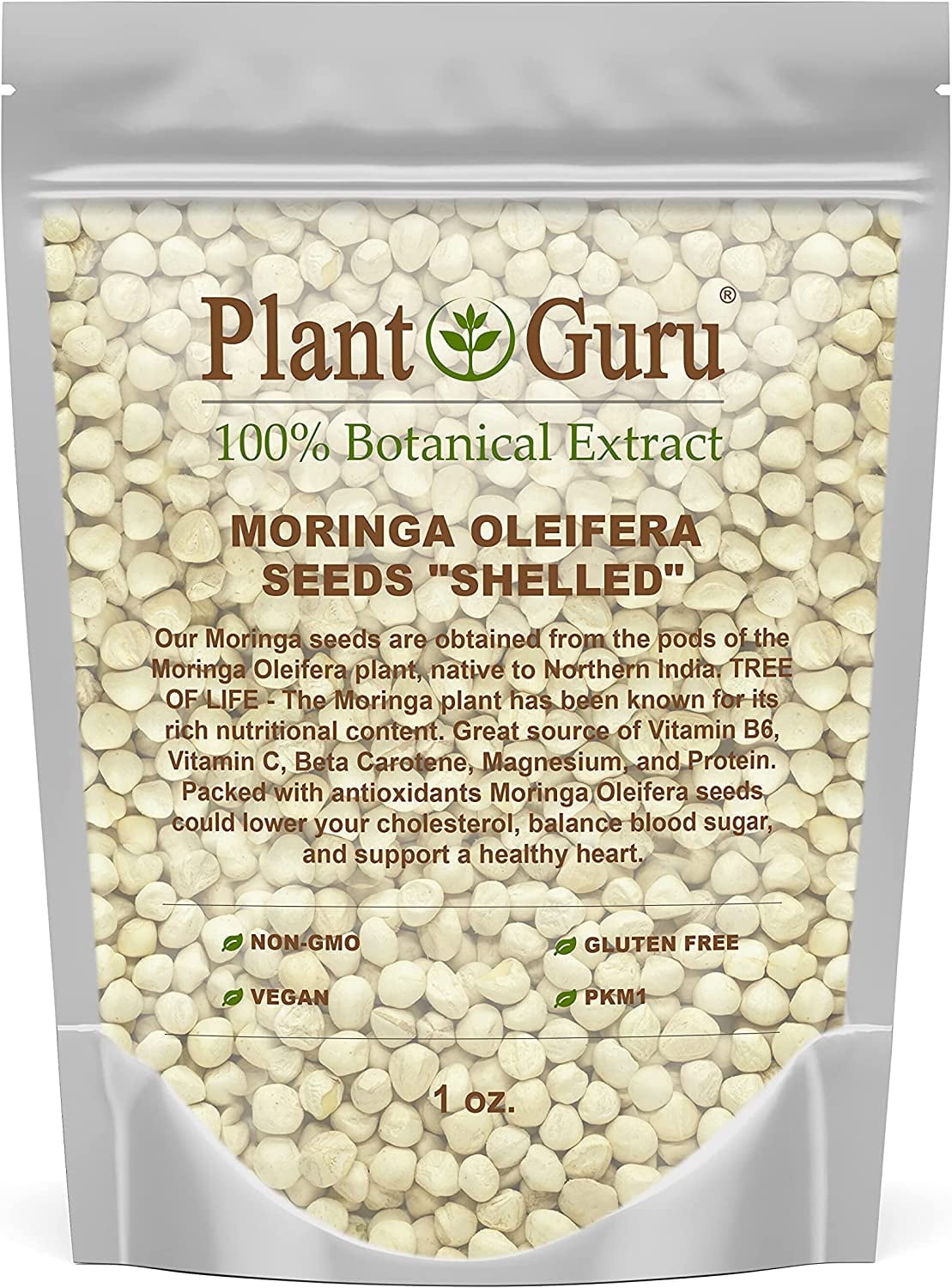 Moringa Seeds Kernel Shelled 1 oz. - Clean PKM1 Variety - Edible ...