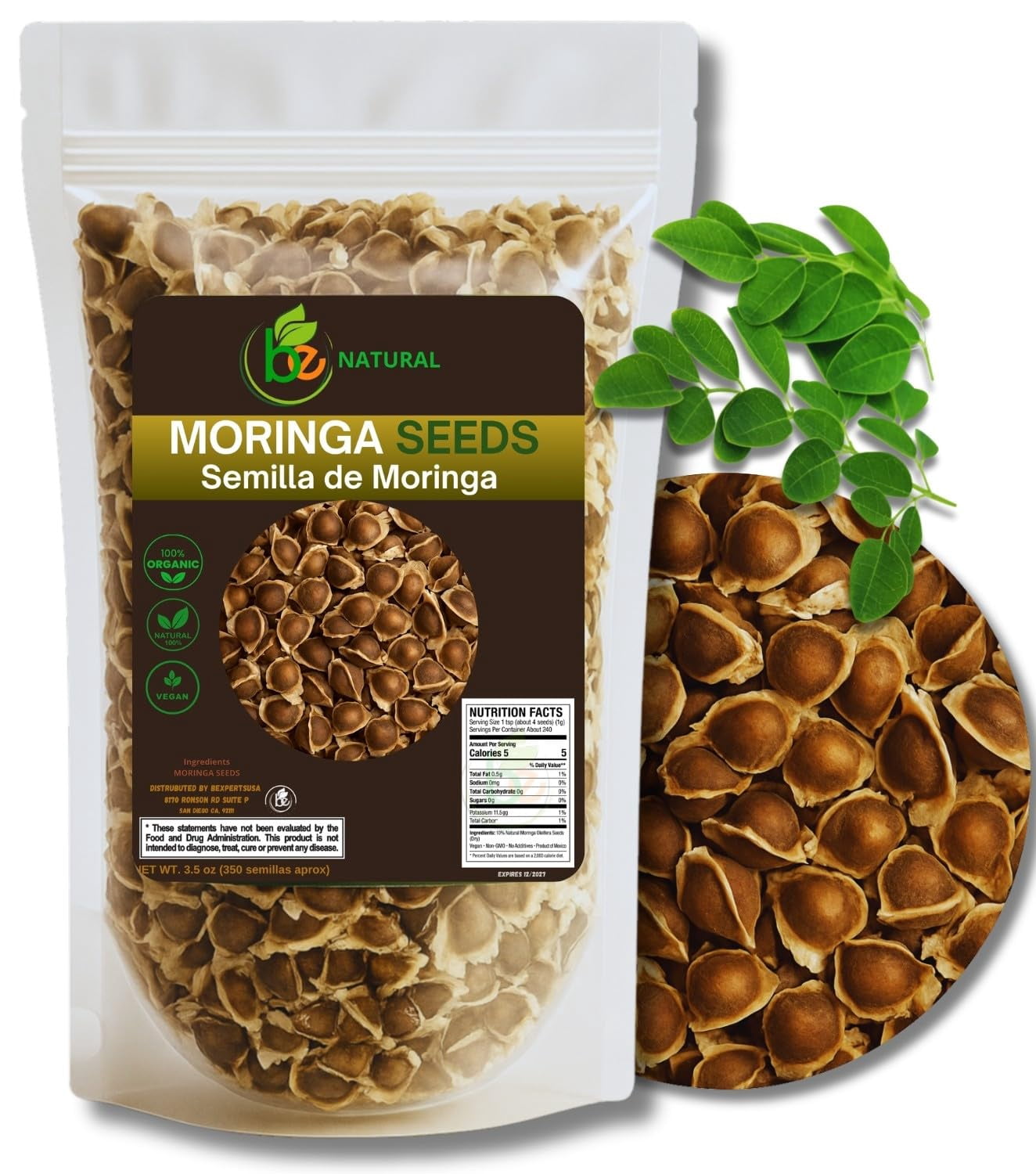 Moringa Seeds (Semillas)ITSC - 3.5 oz (Approx. 350 Seeds) - Premium ...