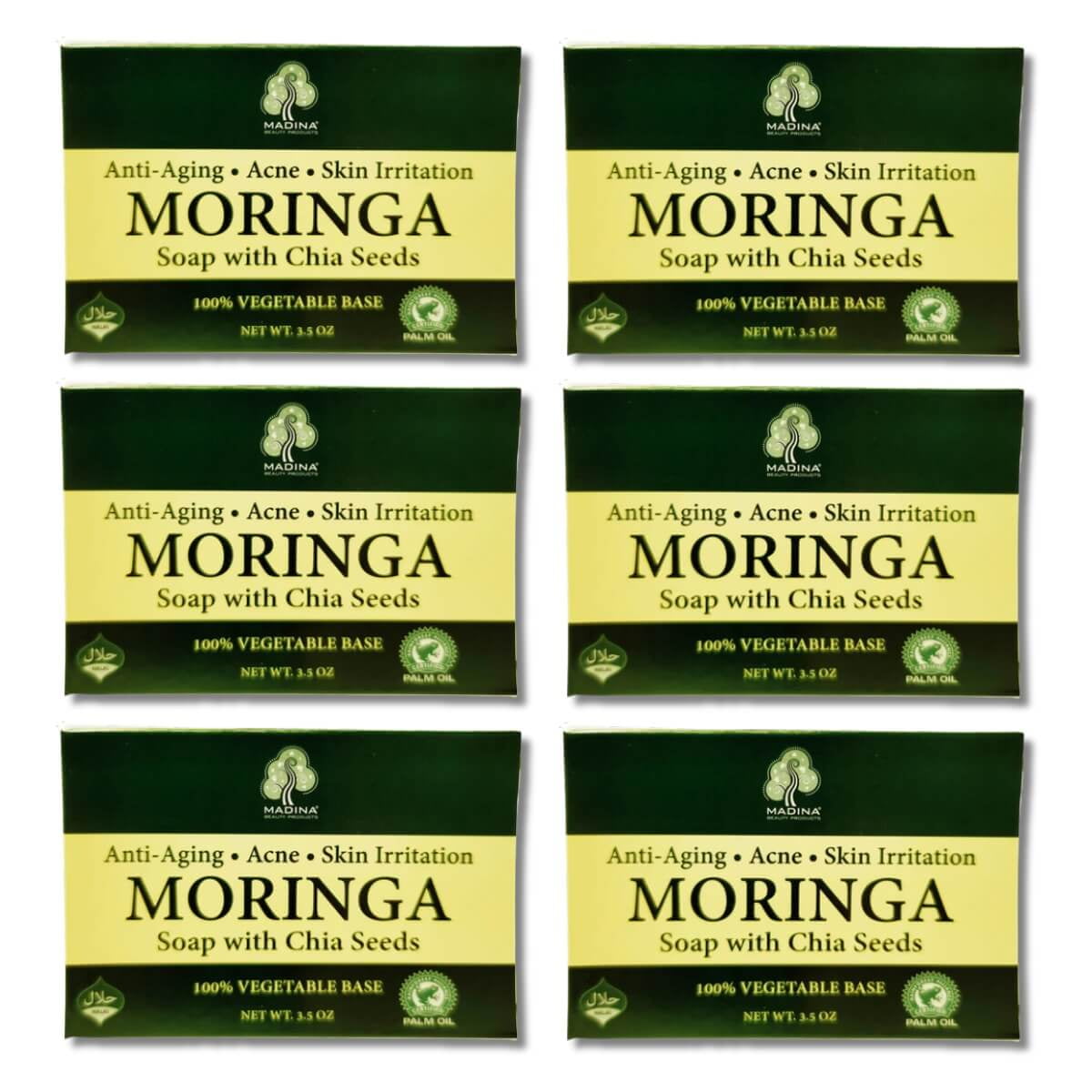 Moringa Soap Bar 6-pack with Chia Seeds, Handmade for All Skin Types ...
